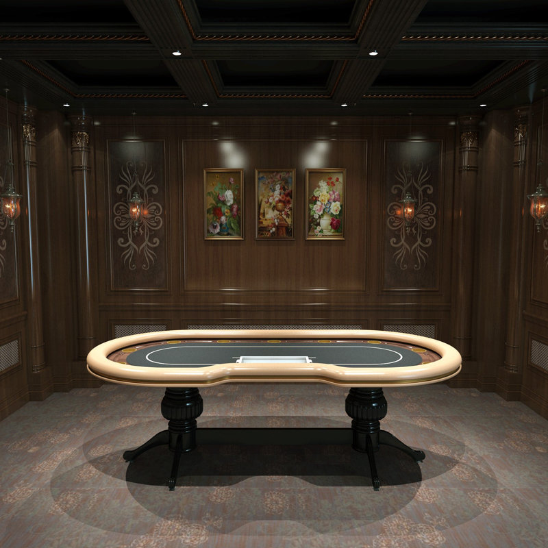 IDS Online Corp Oval Casino Texas CWS poker table with metal chip tray ...