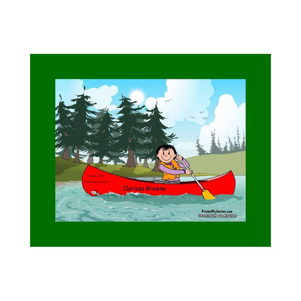 Printed Perfection Personalized Canoe - Female Cartoon Caricature with ...