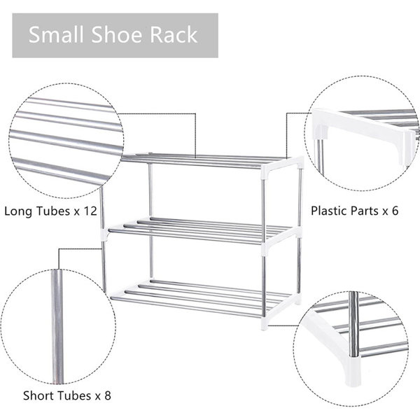 Rebrilliant Small Shoe Rack Narrow Stackable Shoe Shelf Organizer for ...