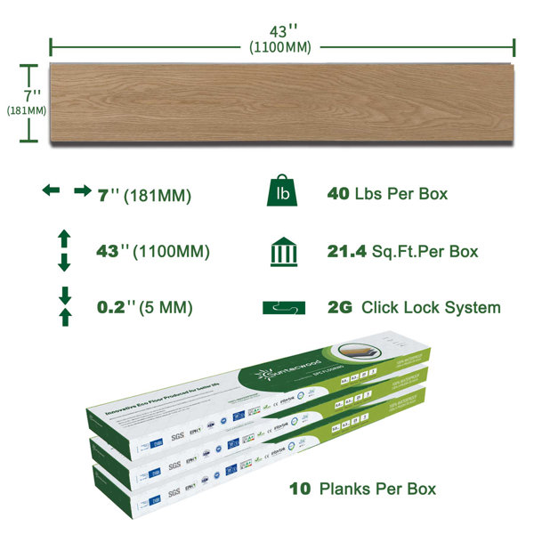 Suntecwood SPC Click Lock Luxury Vinyl Flooring Plank | 21.4 Sq.Ft ...