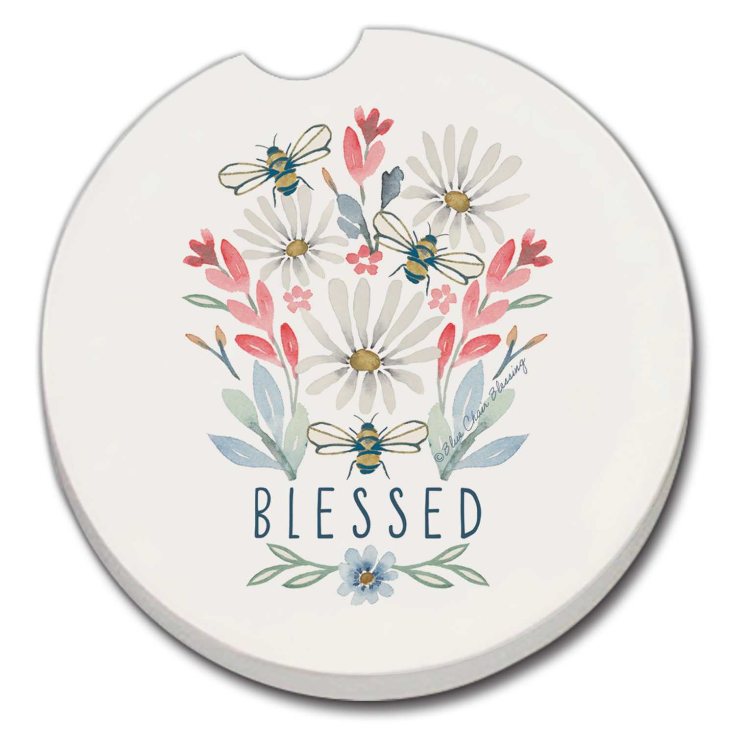 Dakota Fields Blessed Bouquet Single Absorbent Stone Car Coaster | Wayfair