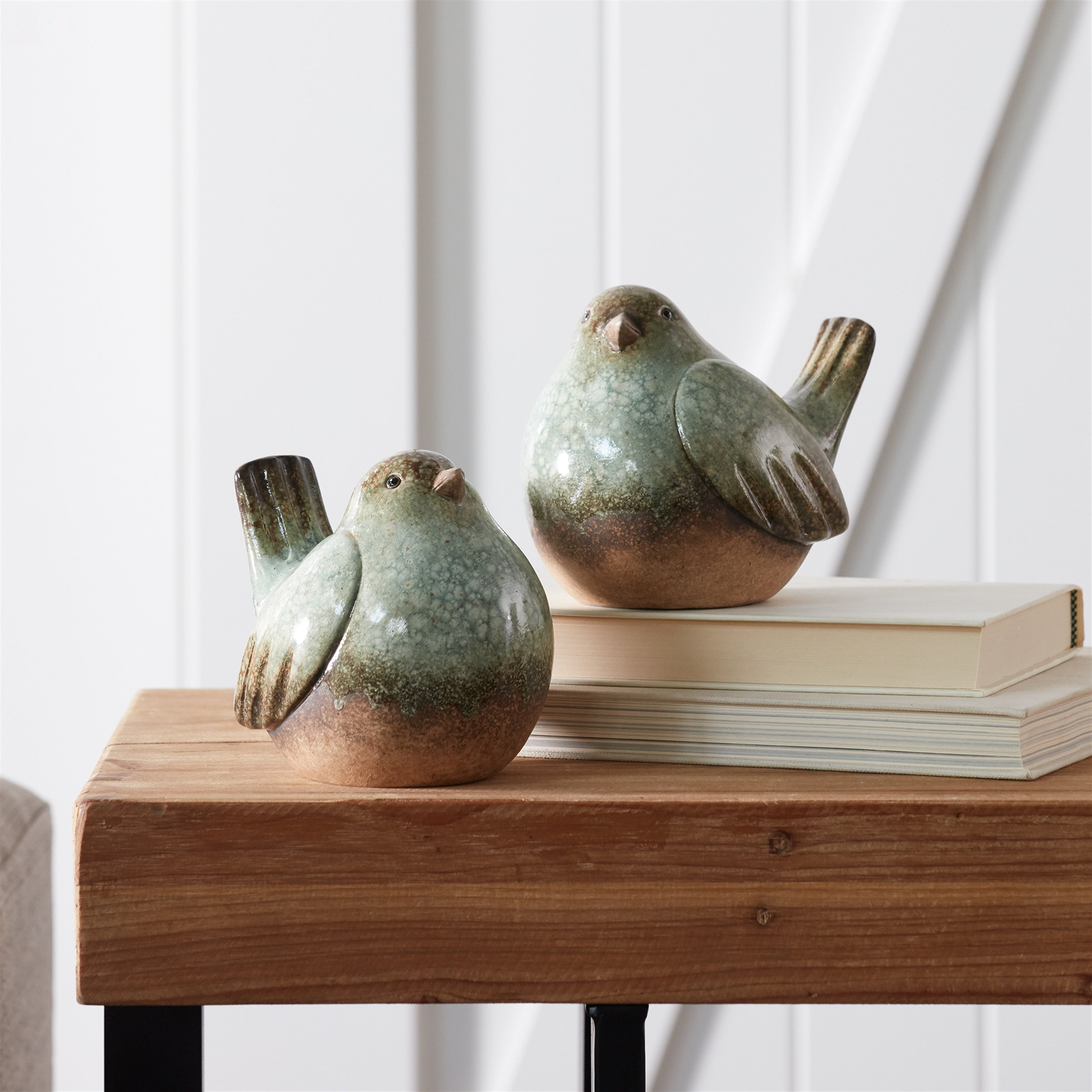 Winston Porter Ceramic Bird Figurines with Unglazed Accents (Set of 4 ...
