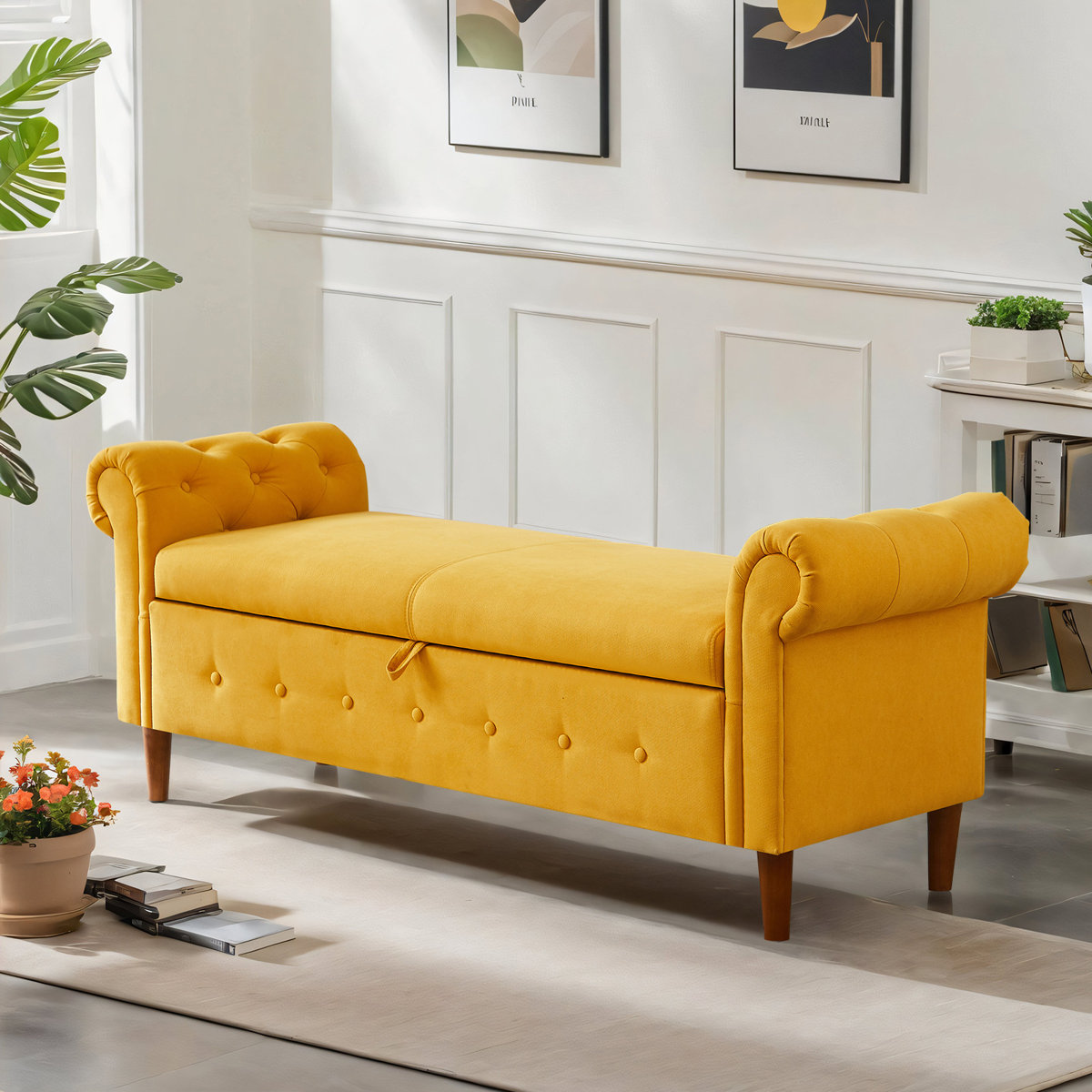 Red Barrel Studio® Seprina 63" 100% Velvet/Teddy Upholstered Storage ...