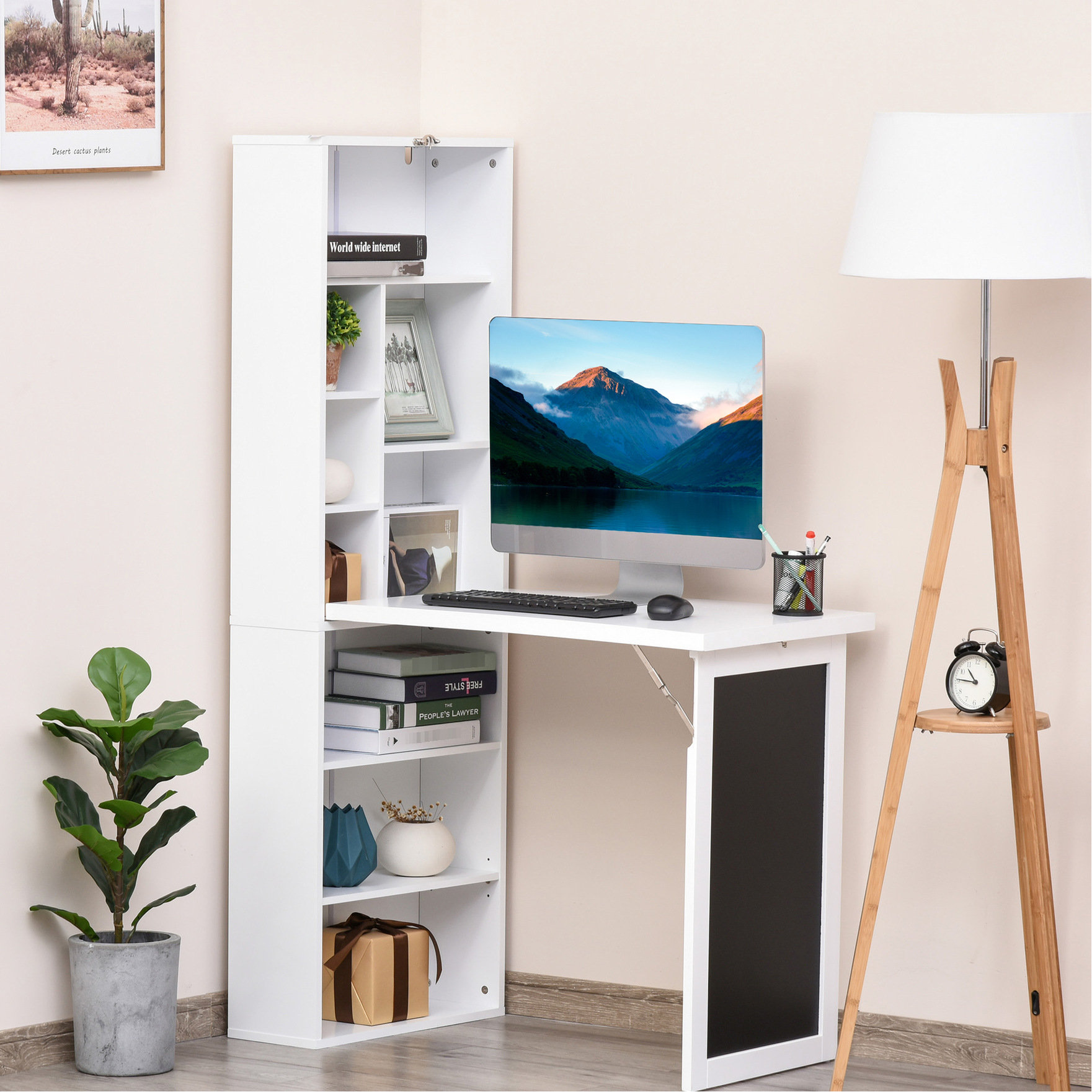 Ivy Bronx Fold-out Desk Cabinet With Blackboard And Storage Options ...