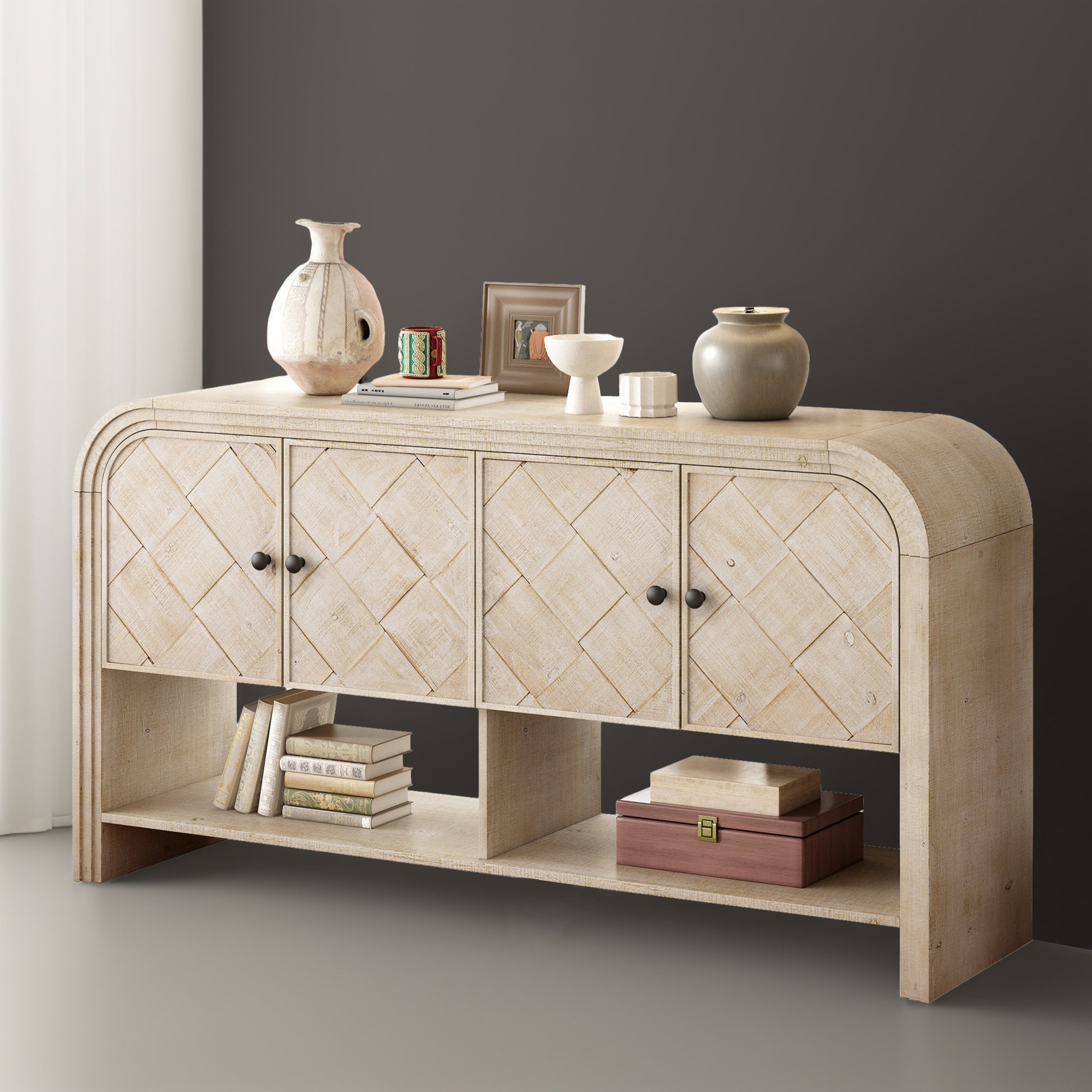 Hokku Designs 59.82" Kitchen Storage Sideboard Buffet Cabinet Console ...