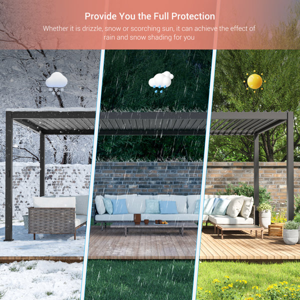 Aok Garden Aluminum Pergola with Solar Paneled LED Strings with ...