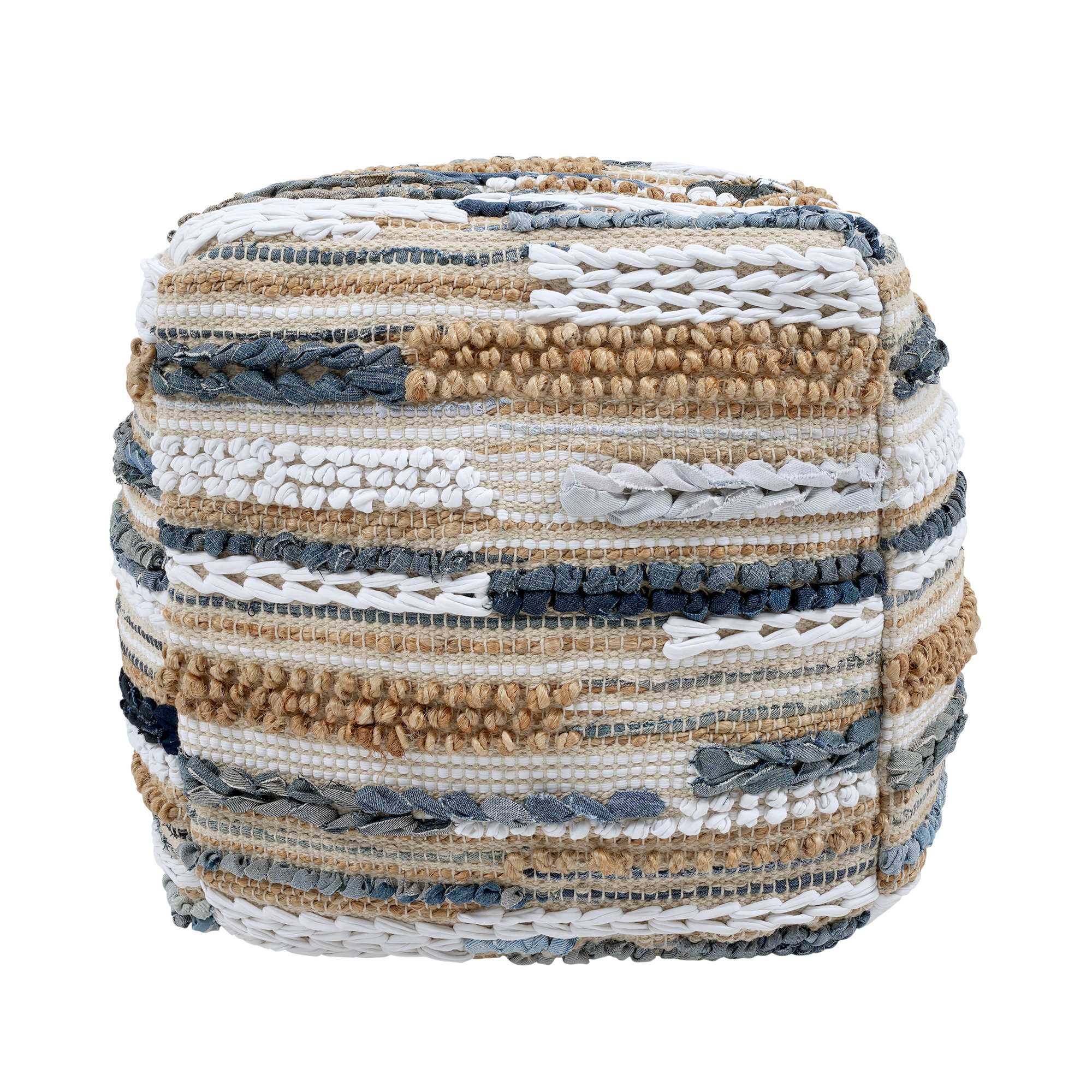 Pasargad Grandcanyon 18" Wide Square Striped Pouf Ottoman & Reviews ...