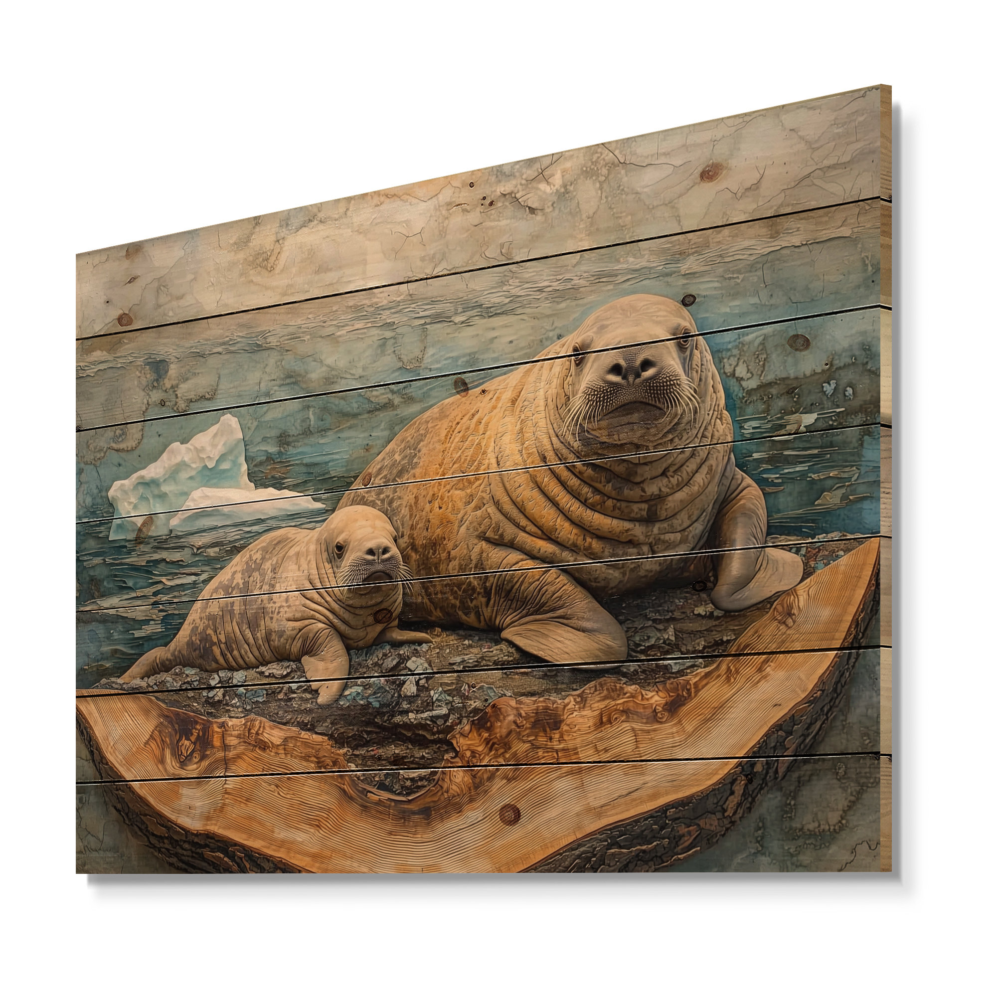 Ophelia & Co. Canadian Walrus Family On A Top Of Wood Slide - Walrus ...