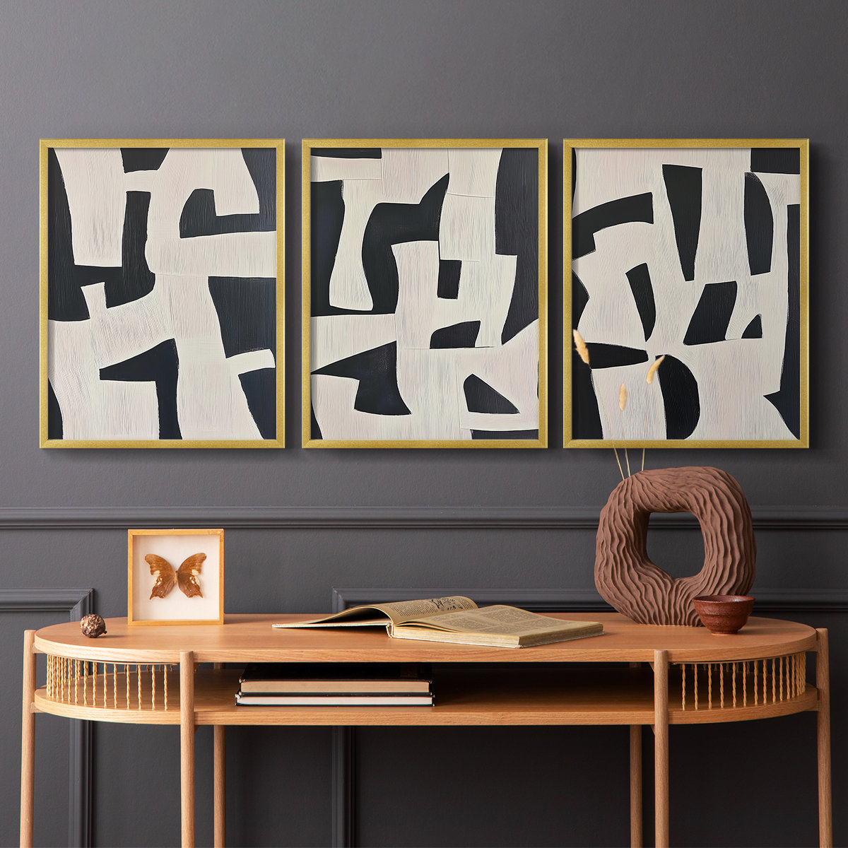 Ivy Bronx Abstract Series CXCV -Set Of 3 Framed Giclee Prints -Ready to ...