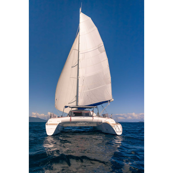 Breakwater Bay Luxury White Catamaran On Canvas by Pierivb Print | Wayfair
