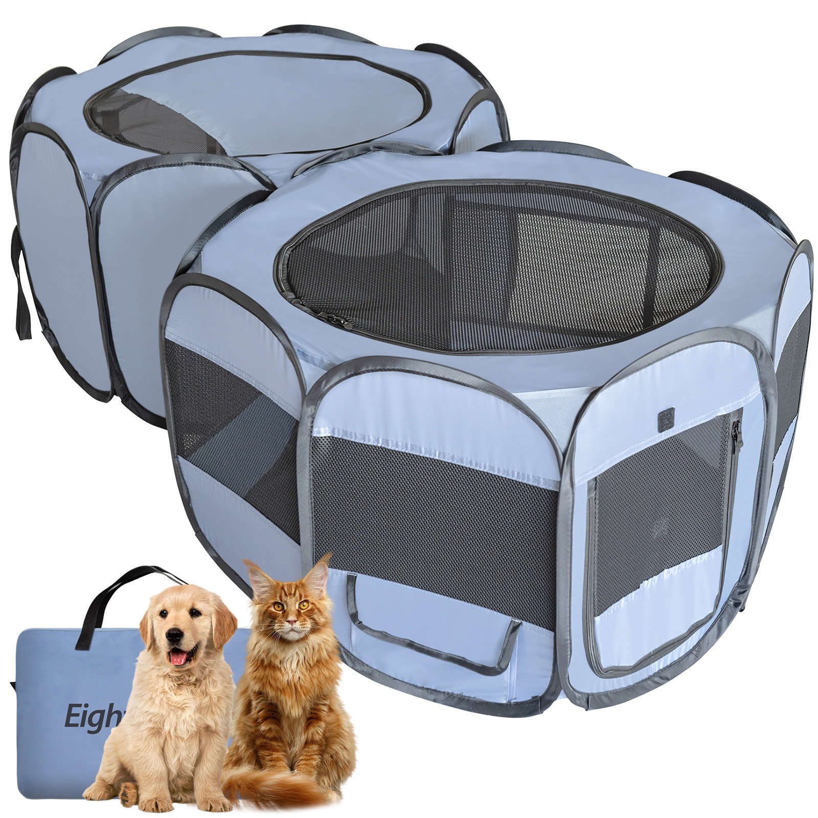 Alvantor Dog Crate Cat Kennel,Twin Pop Up Pet Playpen Portable Pet Tent ...