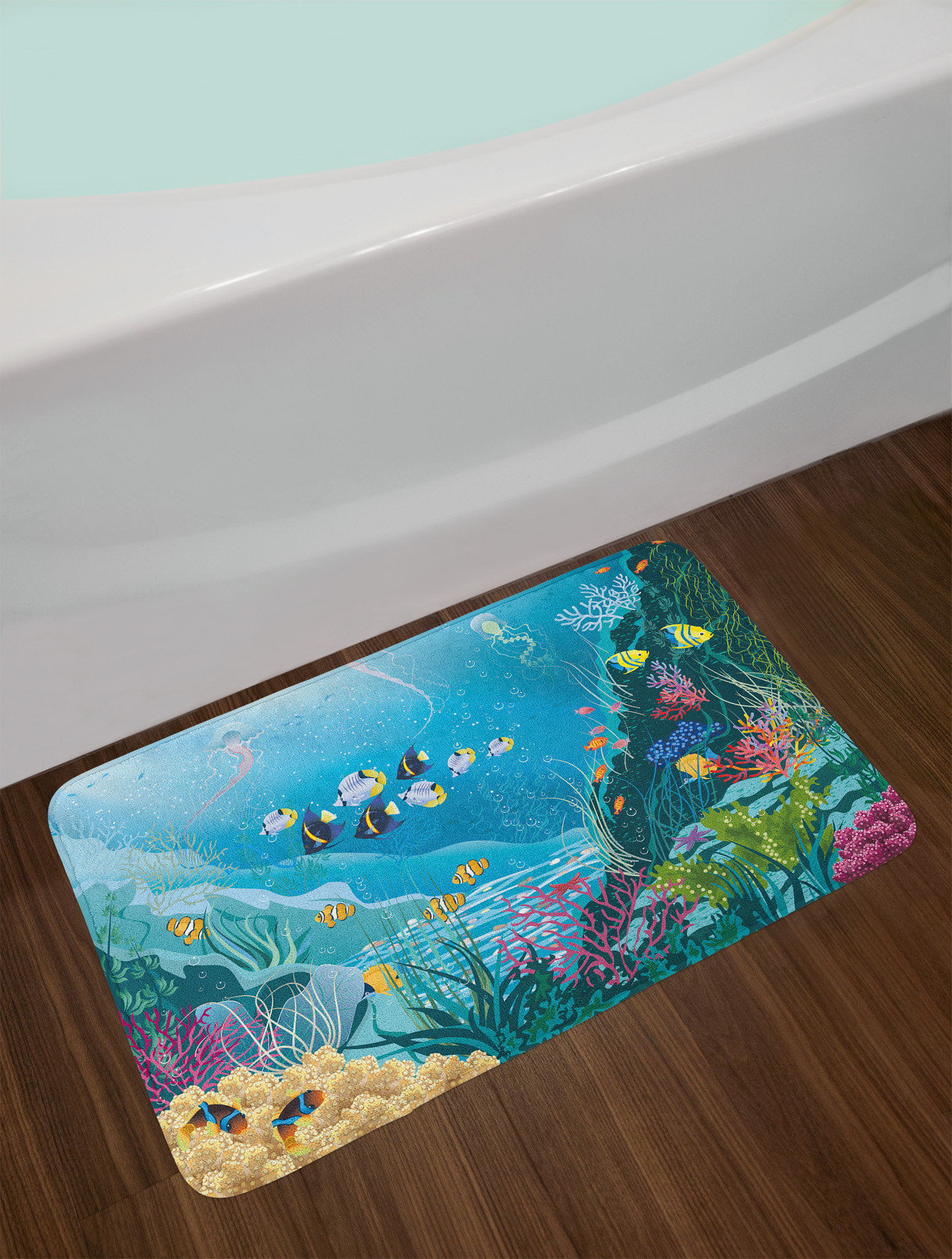 East Urban Home Underwater Fish Bath Rug | Wayfair