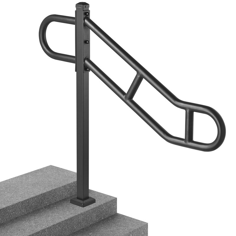 VEVOR Single Post Handrail for Outdoor 1-3 Step 40.5" Stair Handrail ...