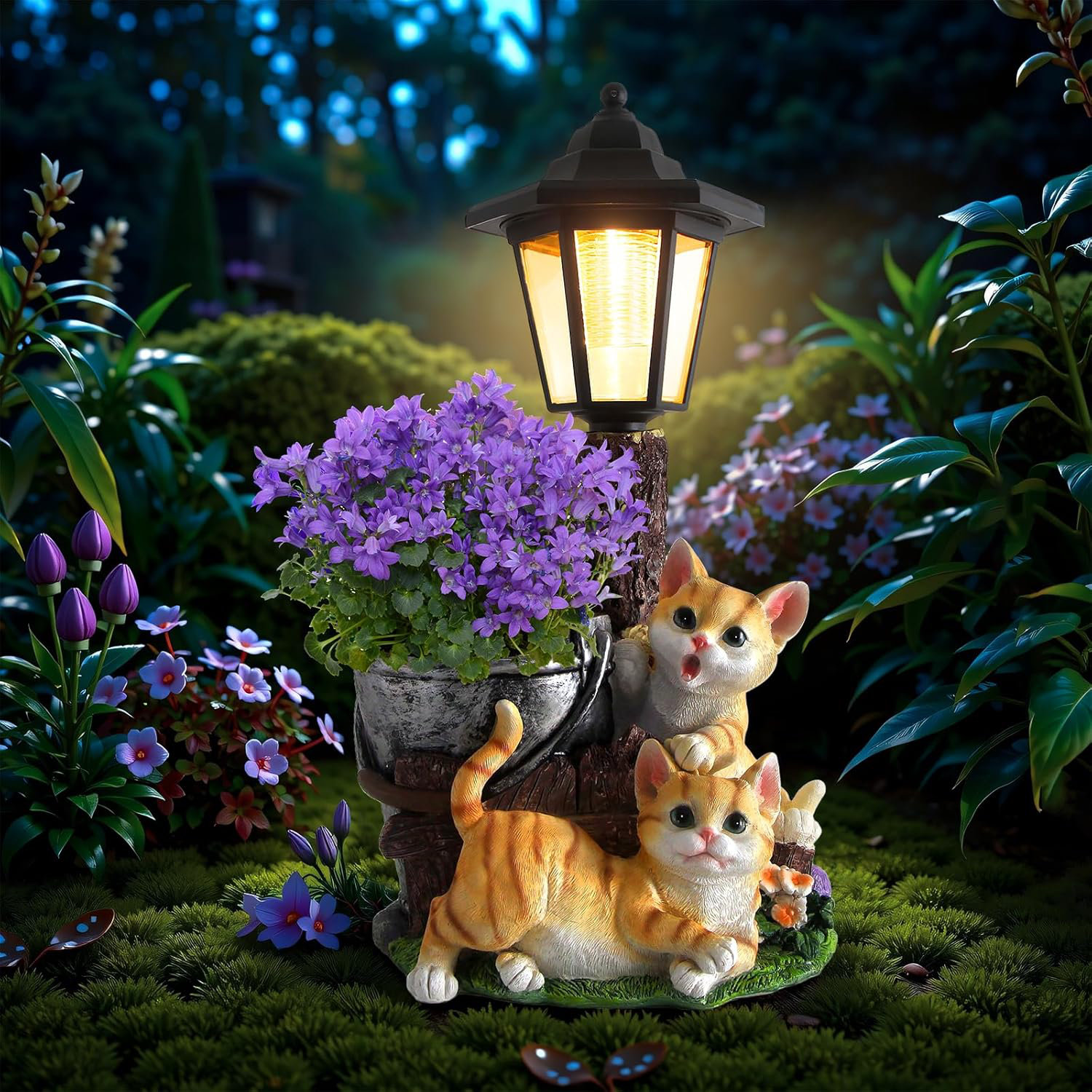 Arlmont & Co. Solar Cat Outdoor Statues, Garden Sculptures With ...