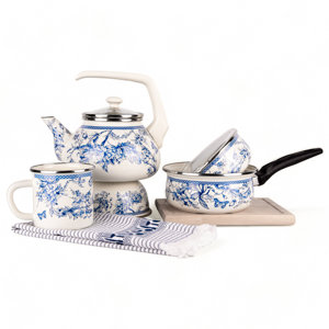 STP-Goods Blue Toile De Jouy 2.3 Tea Kettle & Reviews | Wayfair