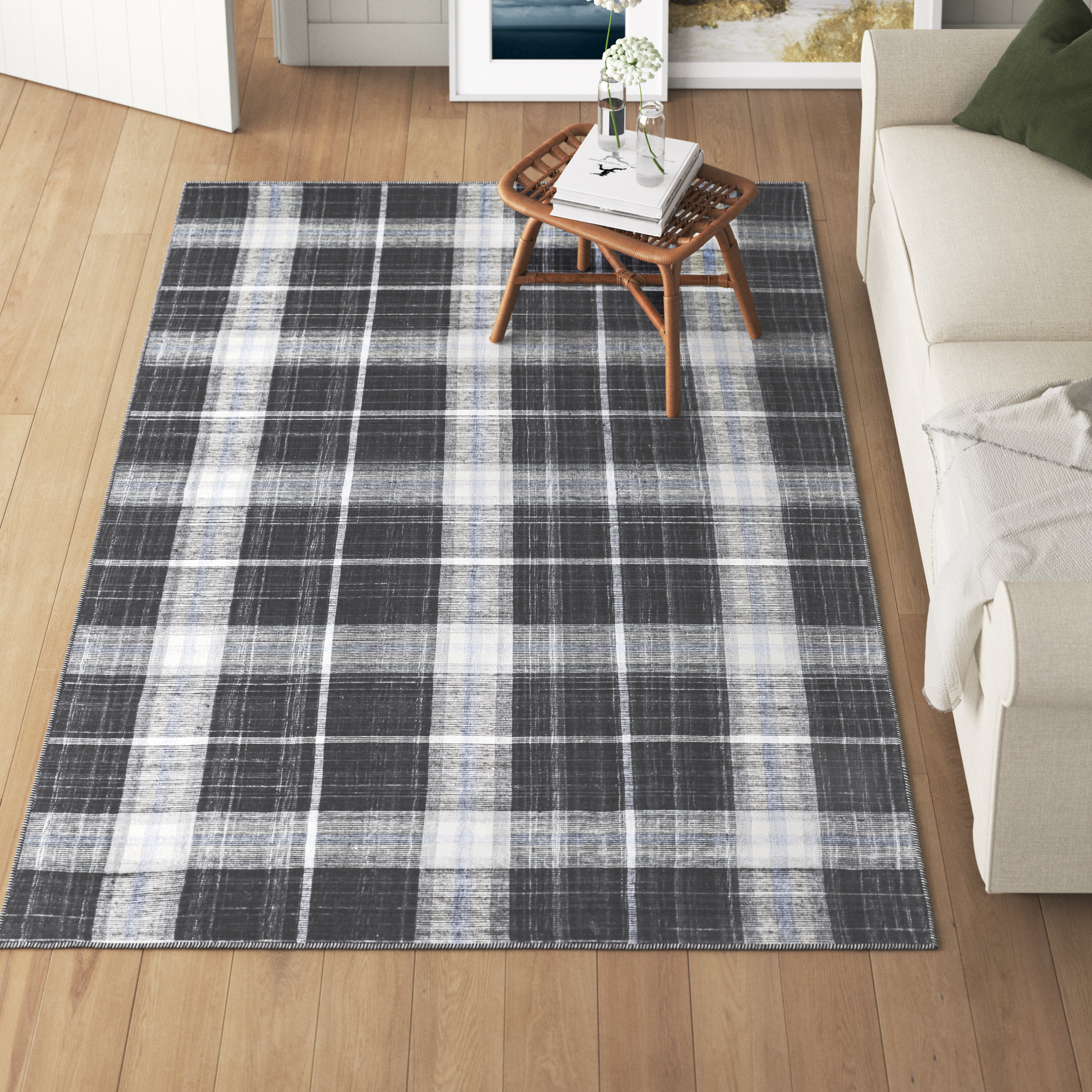 Sand & Stable™ Johan Plaid Handmade Flatweave Charcoal/Gray Area Rug ...