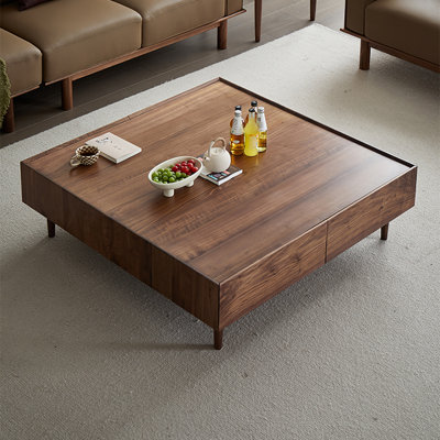 jessica Black Walnut High-end Simple Square Coffee Table Solid Wood Top ...
