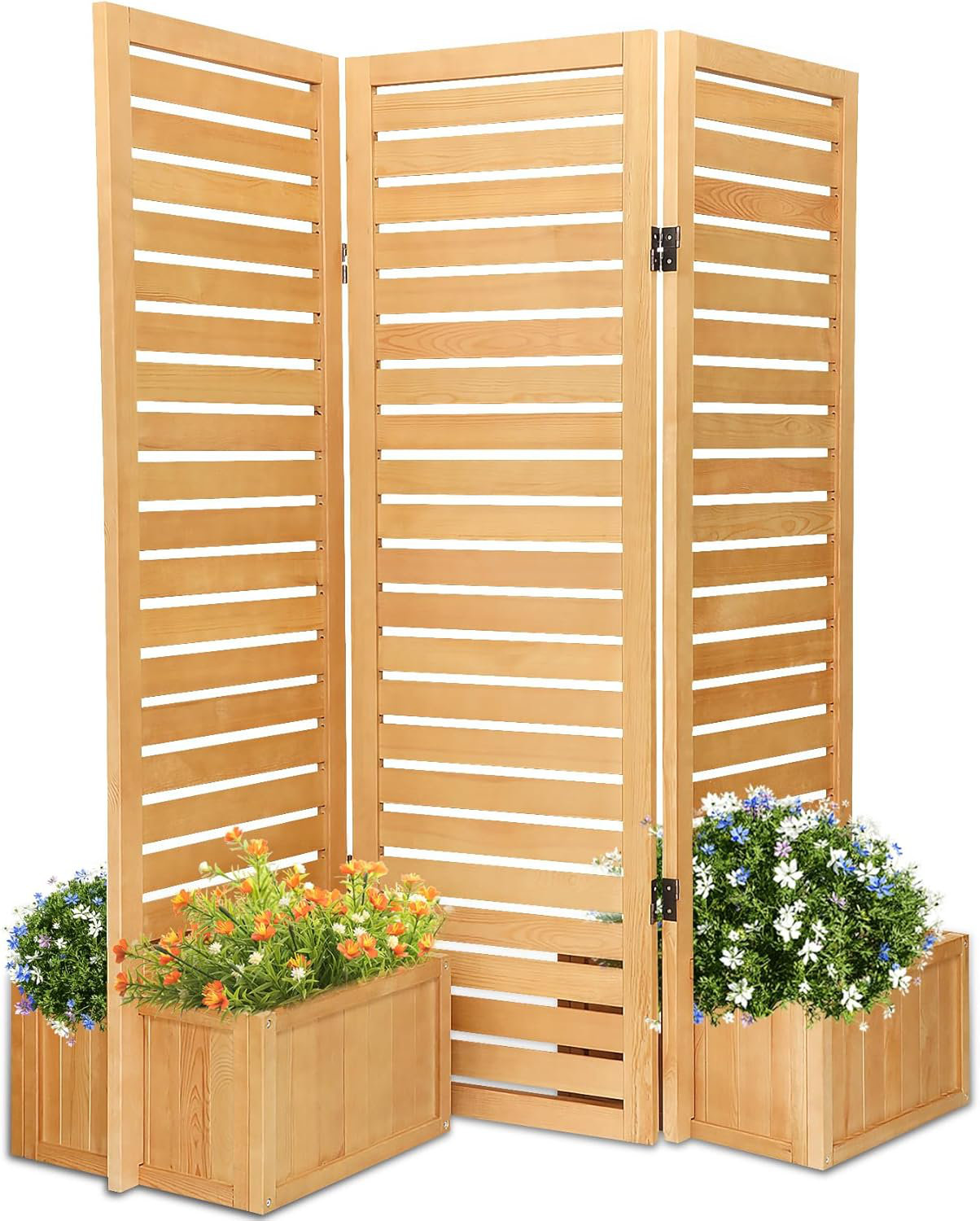 GEMBIK Planter Cedar Privacy Screen, Outdoor Freestanding Privacy ...
