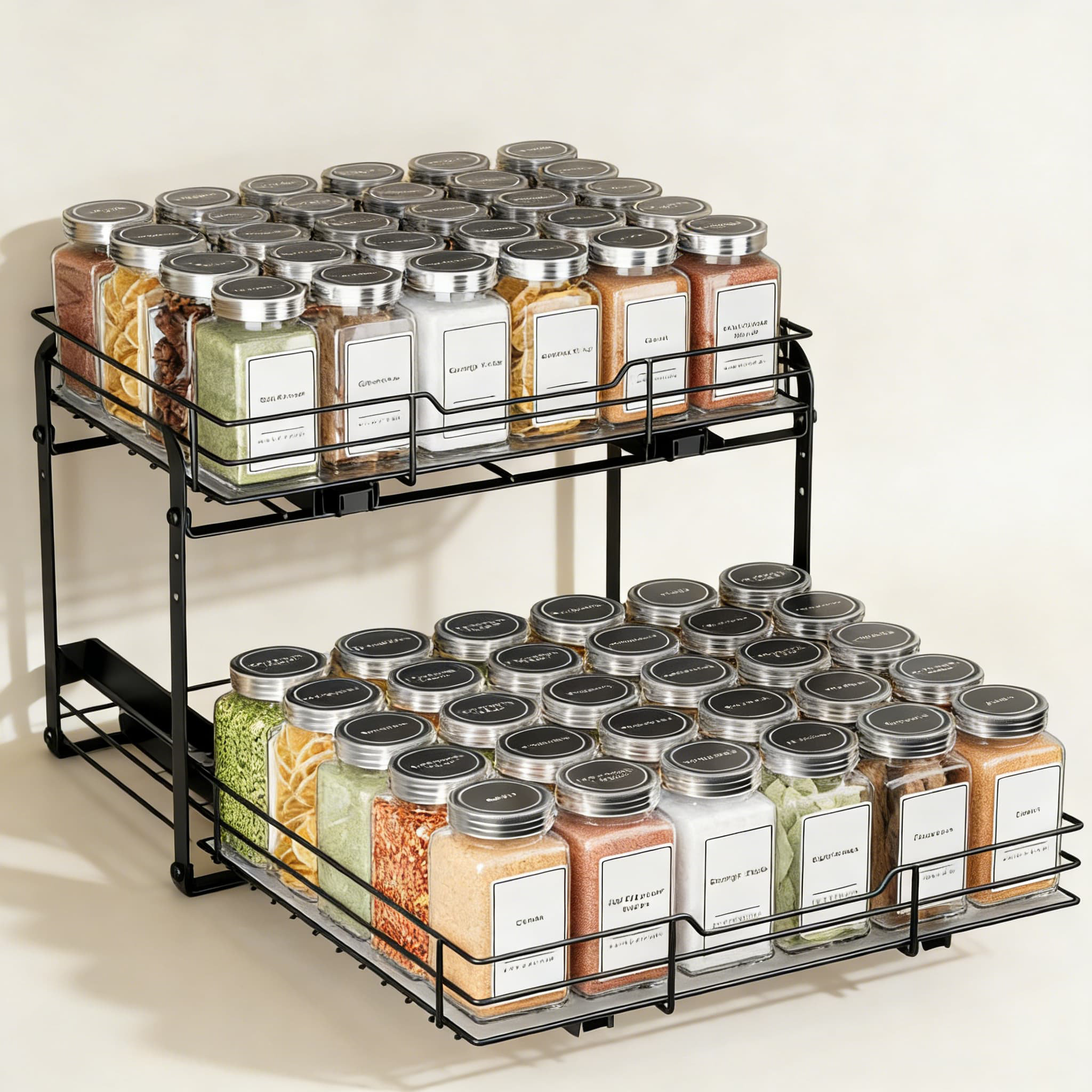 Latitude Run® 2-Tier Pull Out Spice Rack Organizer For Cabinets, Height ...