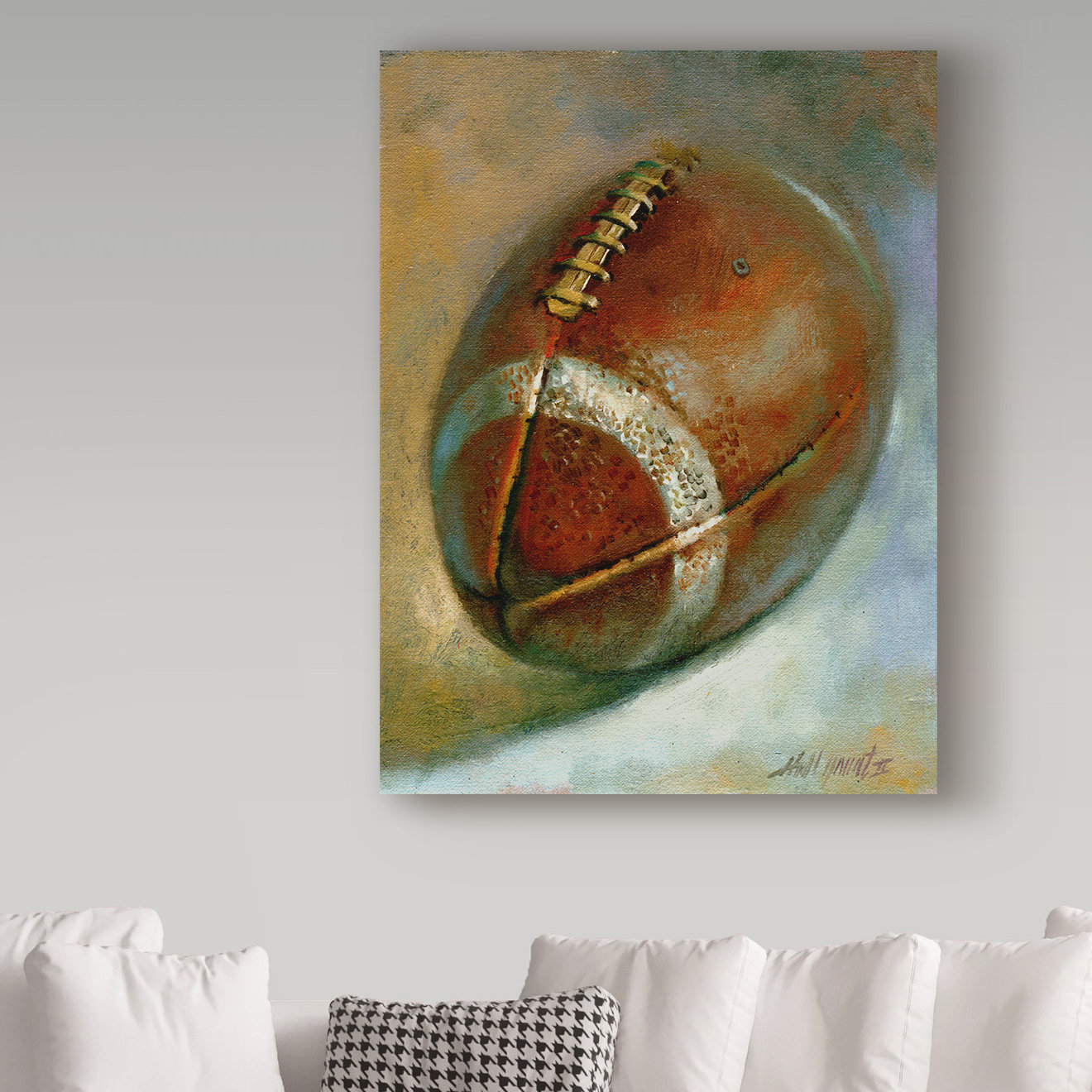 Trademark Fine Art 'Football Orange' Acrylic Painting Print on Wrapped ...