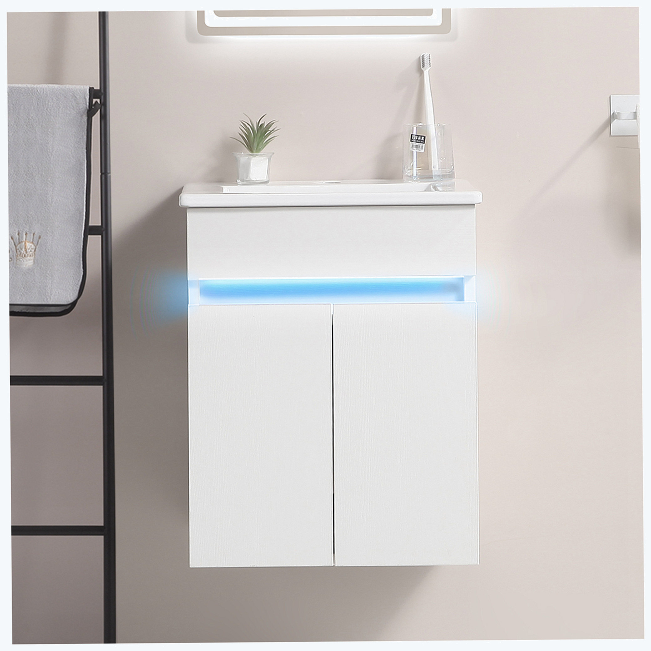 Wrought Studio™ 16" Bathroom Vanity with Sink,radar sensing light,Large ...