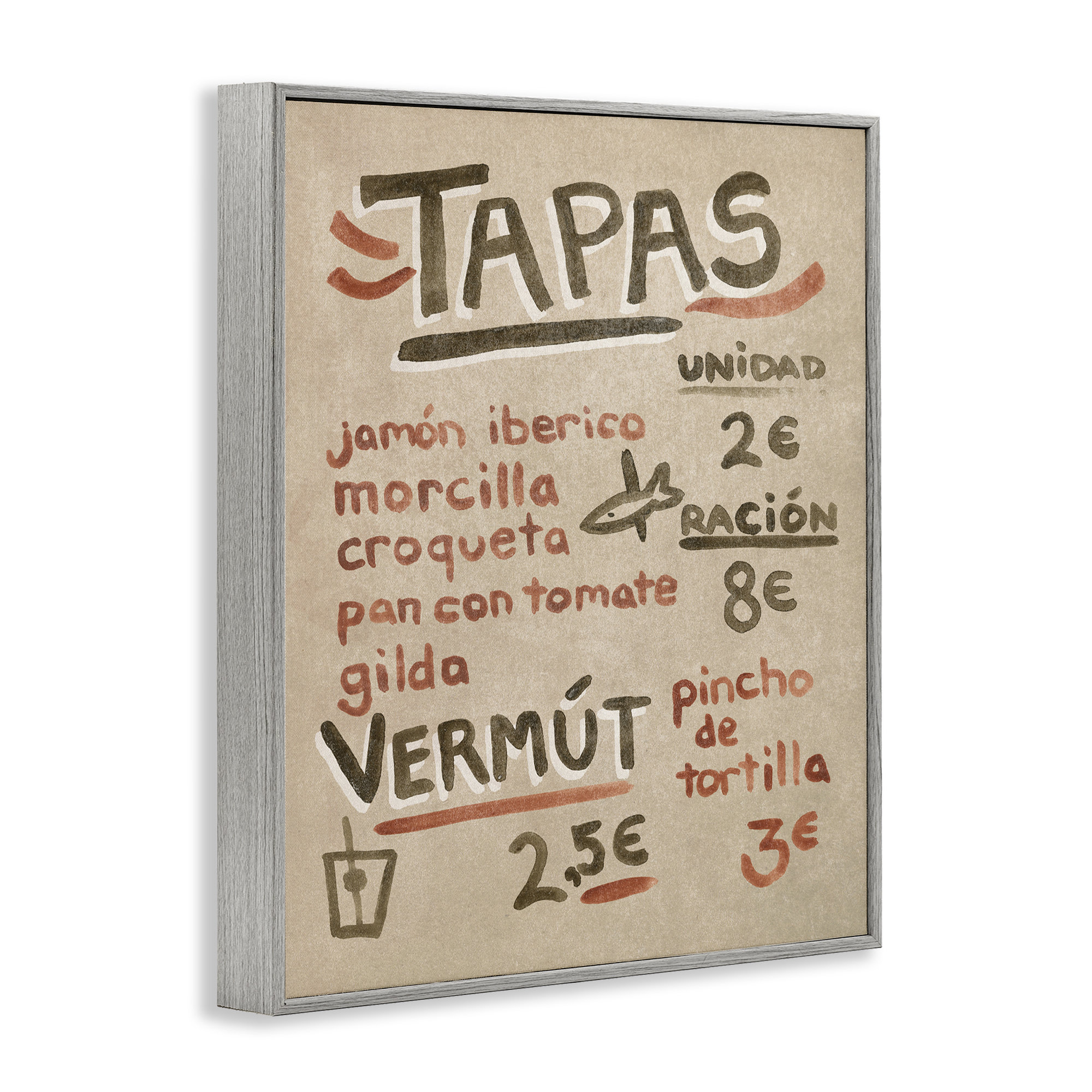 Ebern Designs Spanish Tapas Menu Framed Giclee Art by June Erica Vess ...