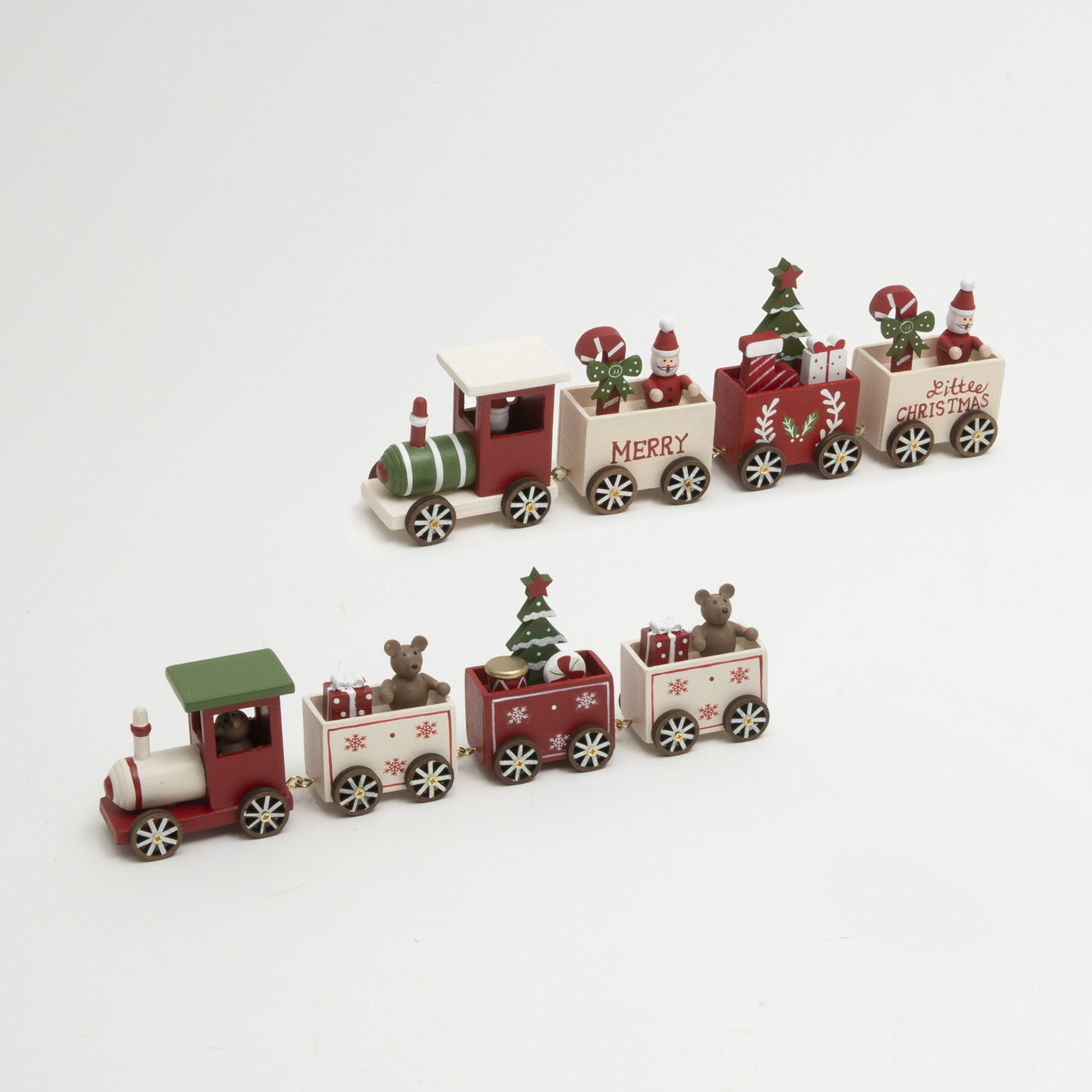 Ophelia & Co. Christmas Wood Trains Set Of 2 & Reviews | Wayfair