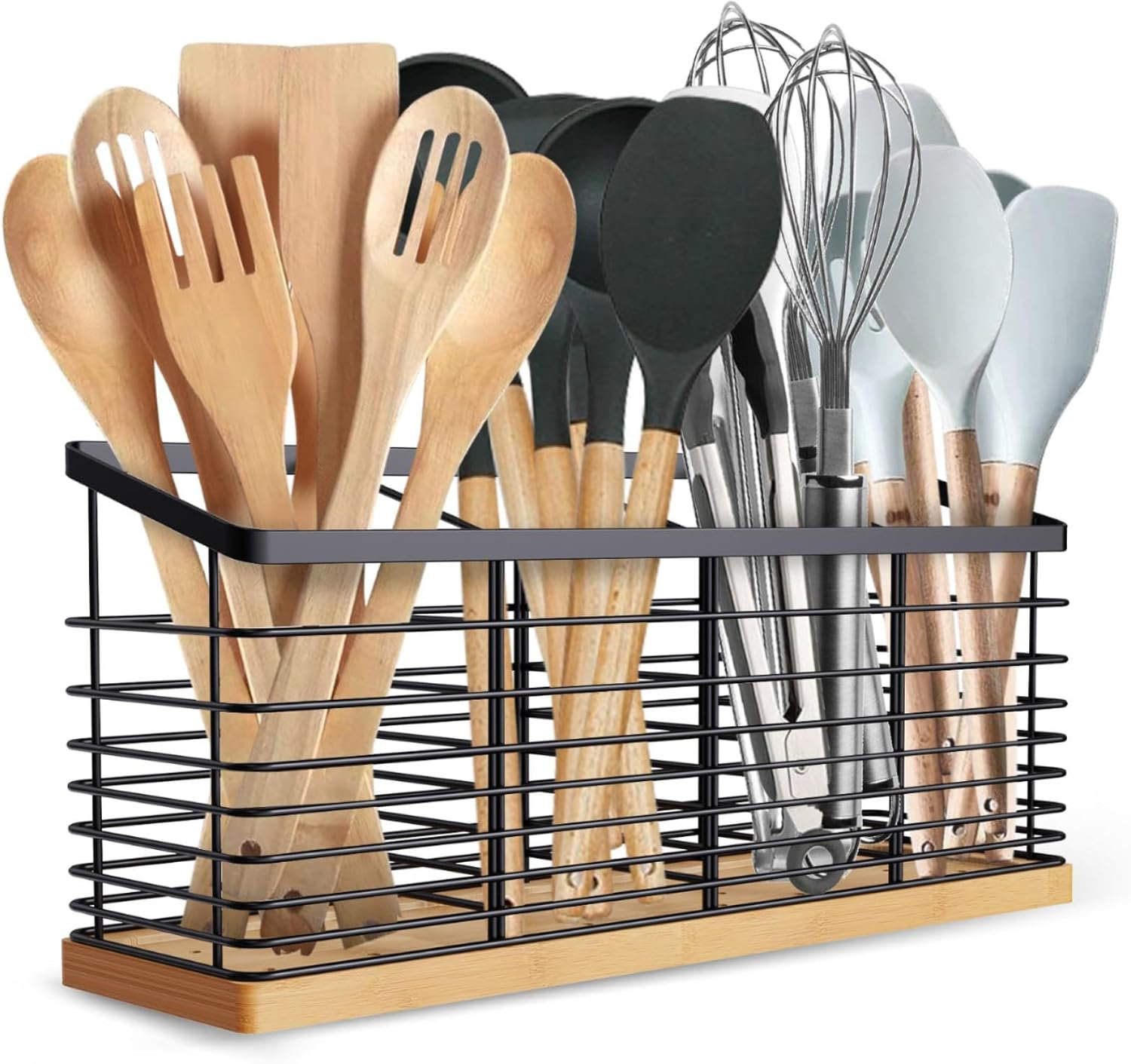 17 Stories Extra Large Kitchen Utensil Holder With 4 Compartments,Matte ...