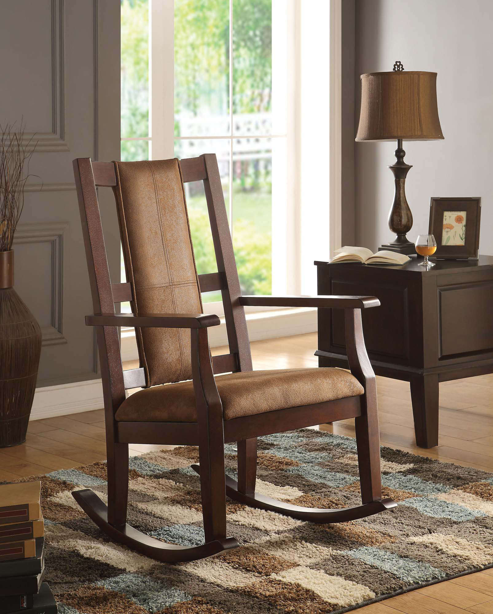 Lark Manor™ Soft Fabric & Espresso Finish Rocking Chair | Wayfair
