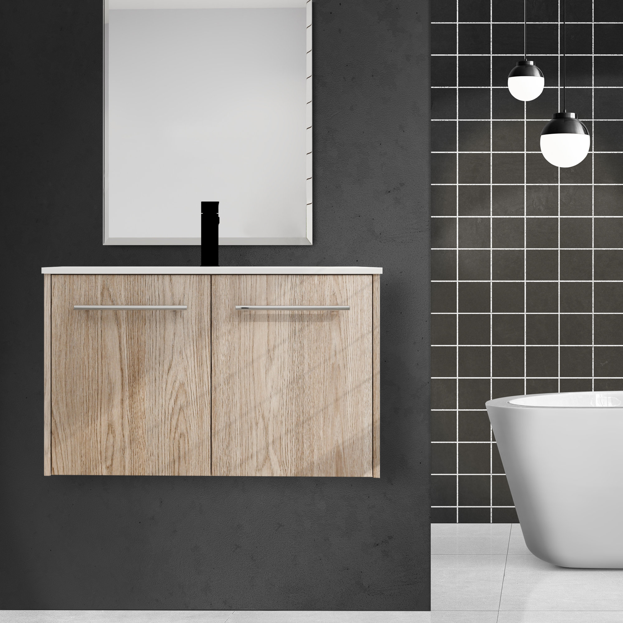 Hokku Designs Allam 30" Wall-Mounted Single Bathroom Vanity Set | Wayfair