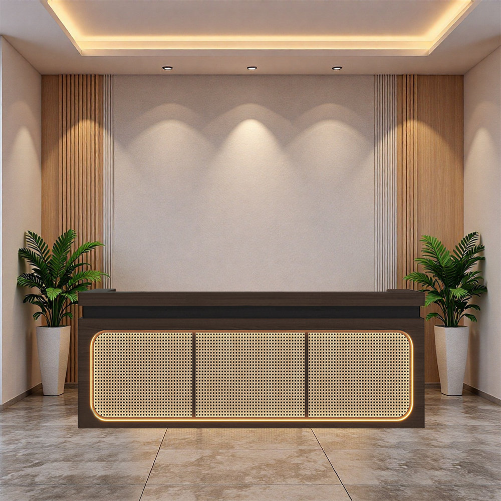 XOXE DESIGN Retro Checkout Counter with Integrated Cashier Space ...