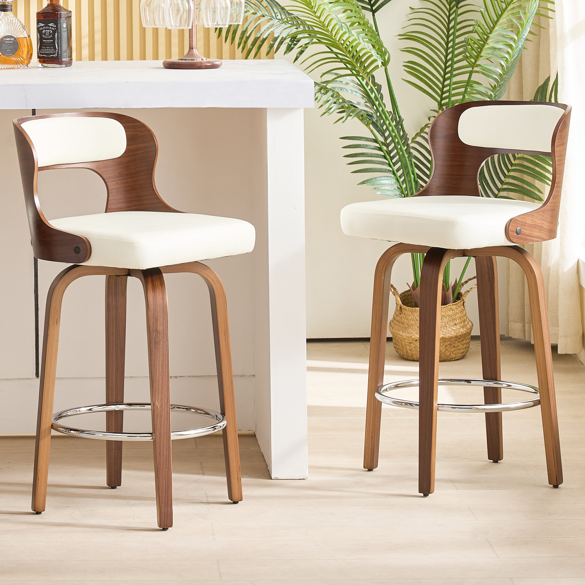 Corrigan Studio Swivel Faux Leather Counter & Bar Stools - Wayfair Canada