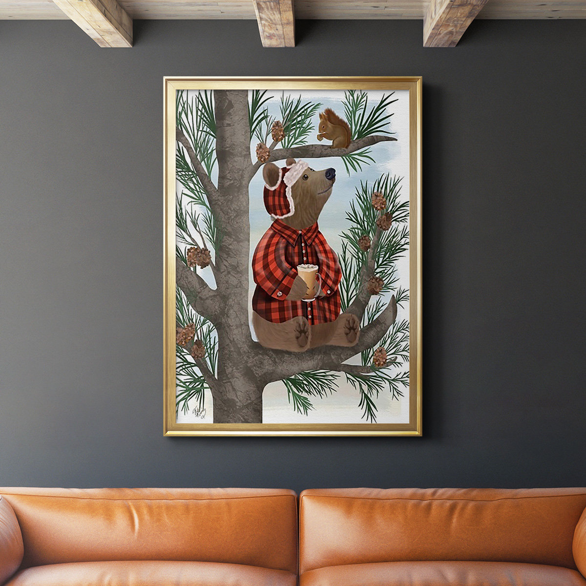 Trinx Lumberjack Bear Pine Tree Coffee Break On Paper Print | Wayfair