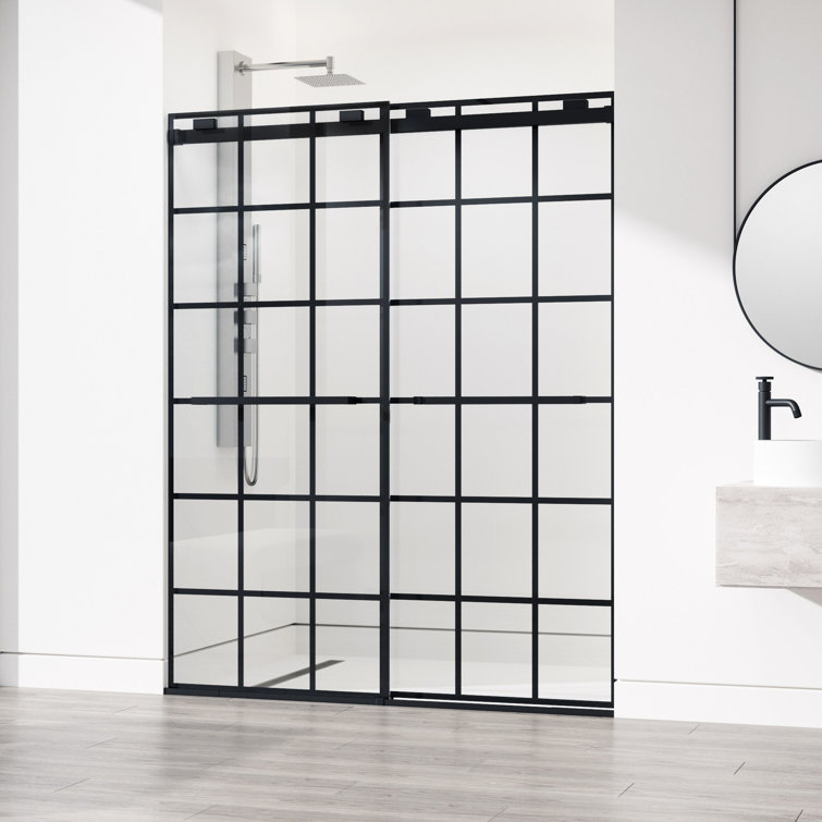 VIGO Houston 56-60" W x 76" H Double Sliding Frameless Shower Door with ...