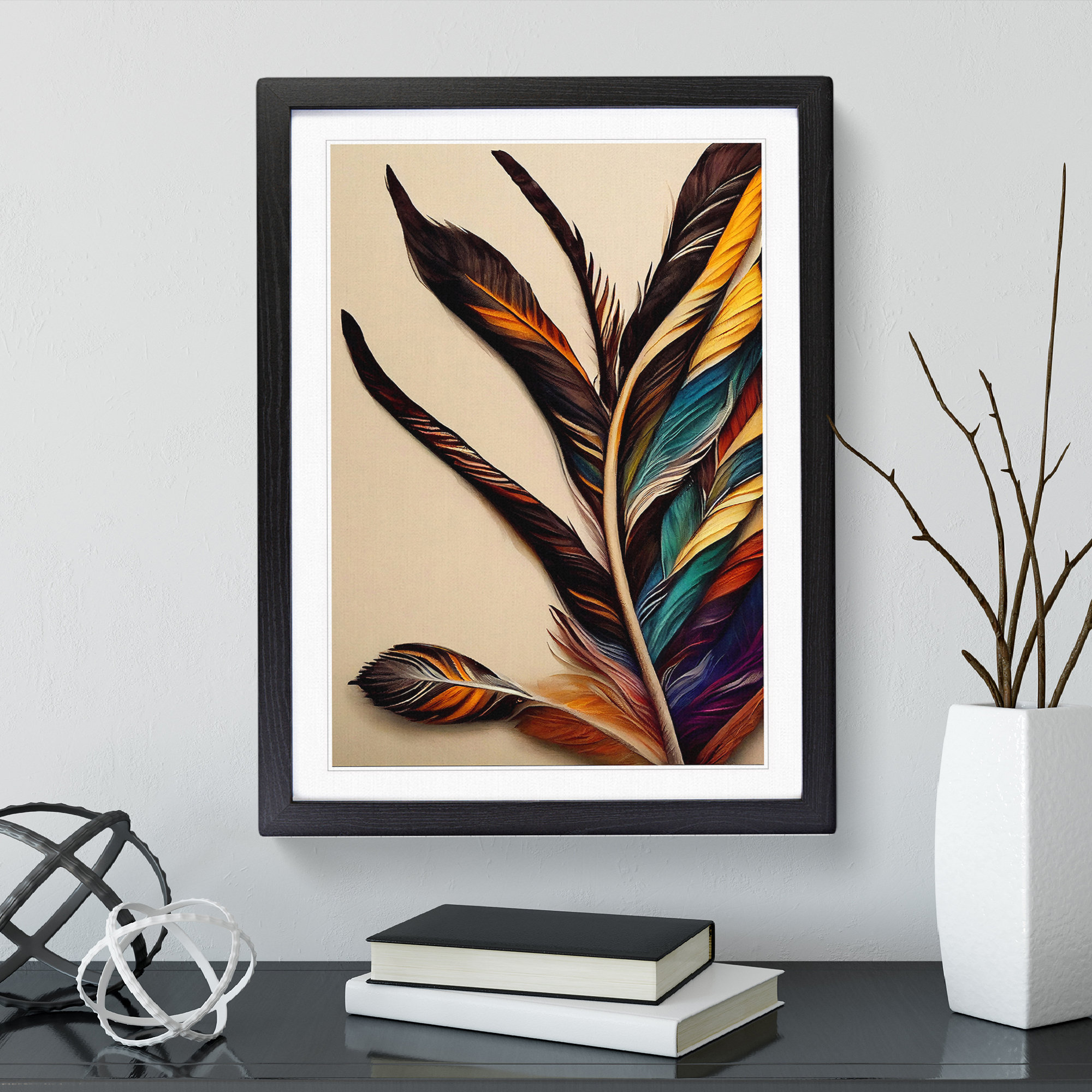 Latitude Vive Creative Feathers - Picture Frame Graphic Art | Wayfair.co.uk