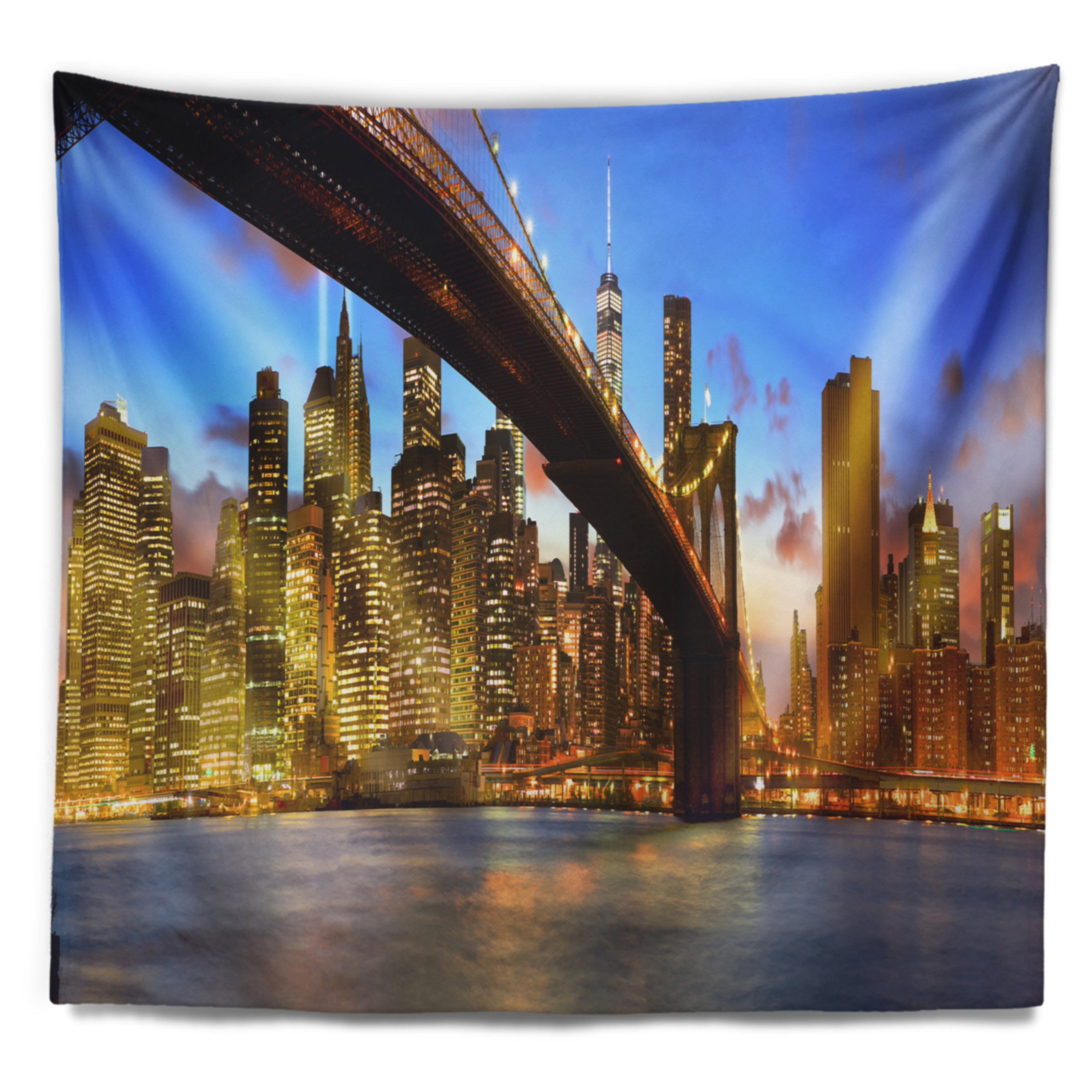 East Urban Home Cityscape Manhattan Panorama with Skyscrapers Tapestry ...