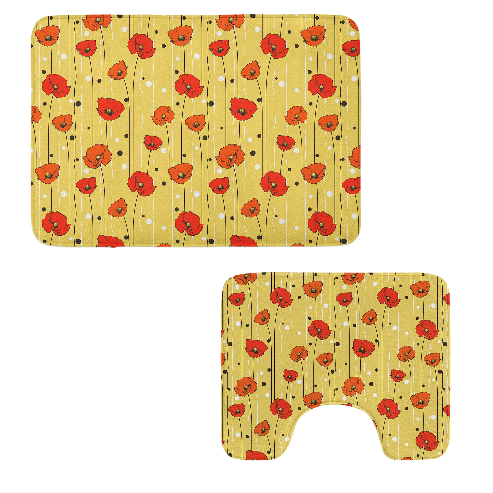 East Urban Home Poppy Flower Bathroom Rug Set 2 Pieces Rectangle ...