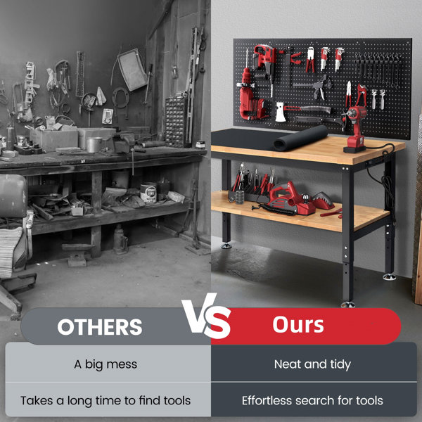 WFX Utility™ Work Table with Power Outlets Workbench with Storage ...