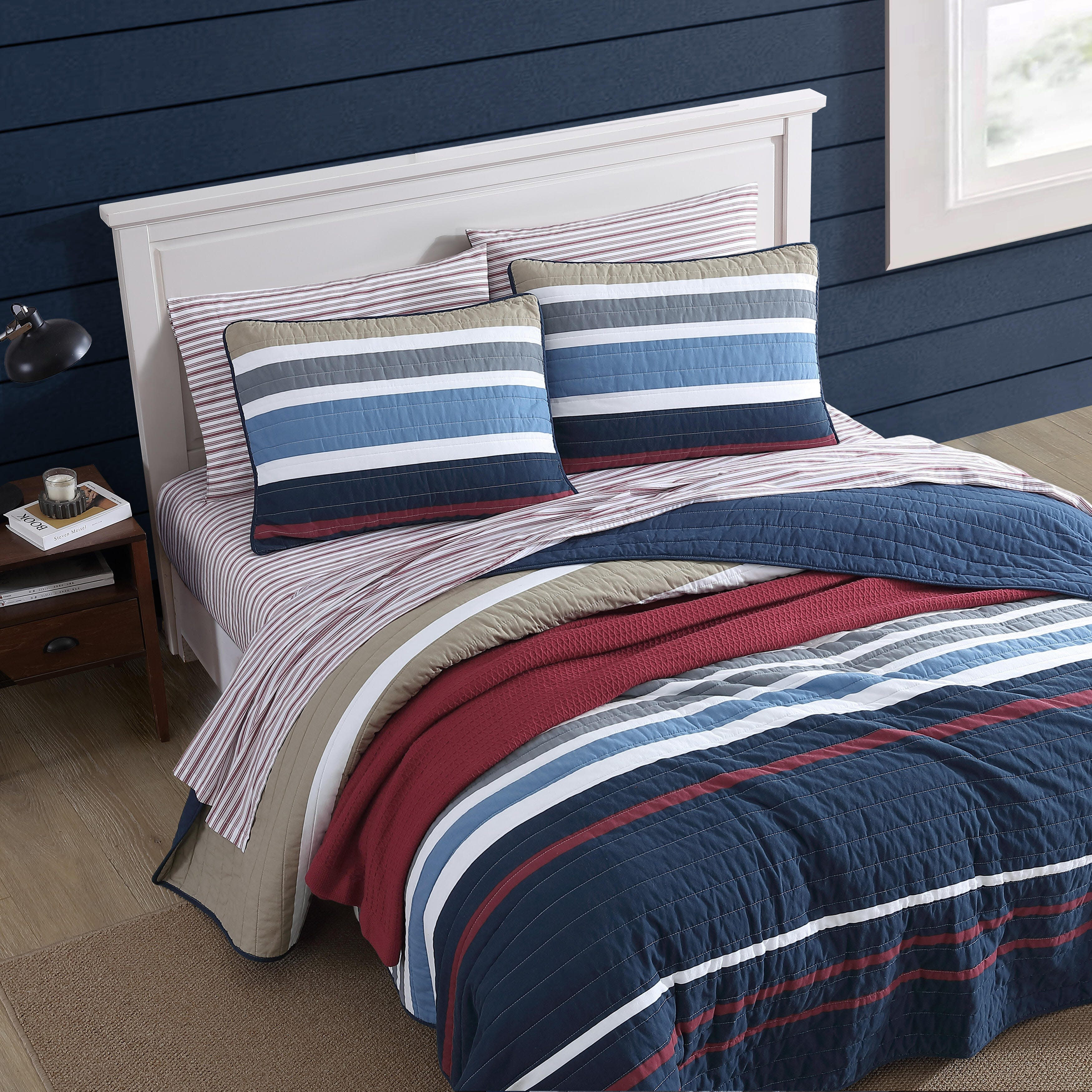 Nautica Baird Nautica Cotton Reversible Navy Quilt Set & Reviews | Wayfair