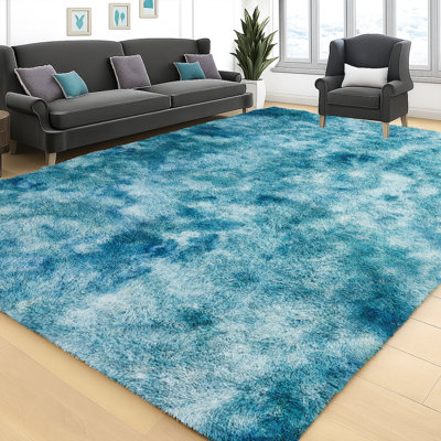 Metro Lane Modern Living Room Accent Teal Shag Area Rug & Reviews ...