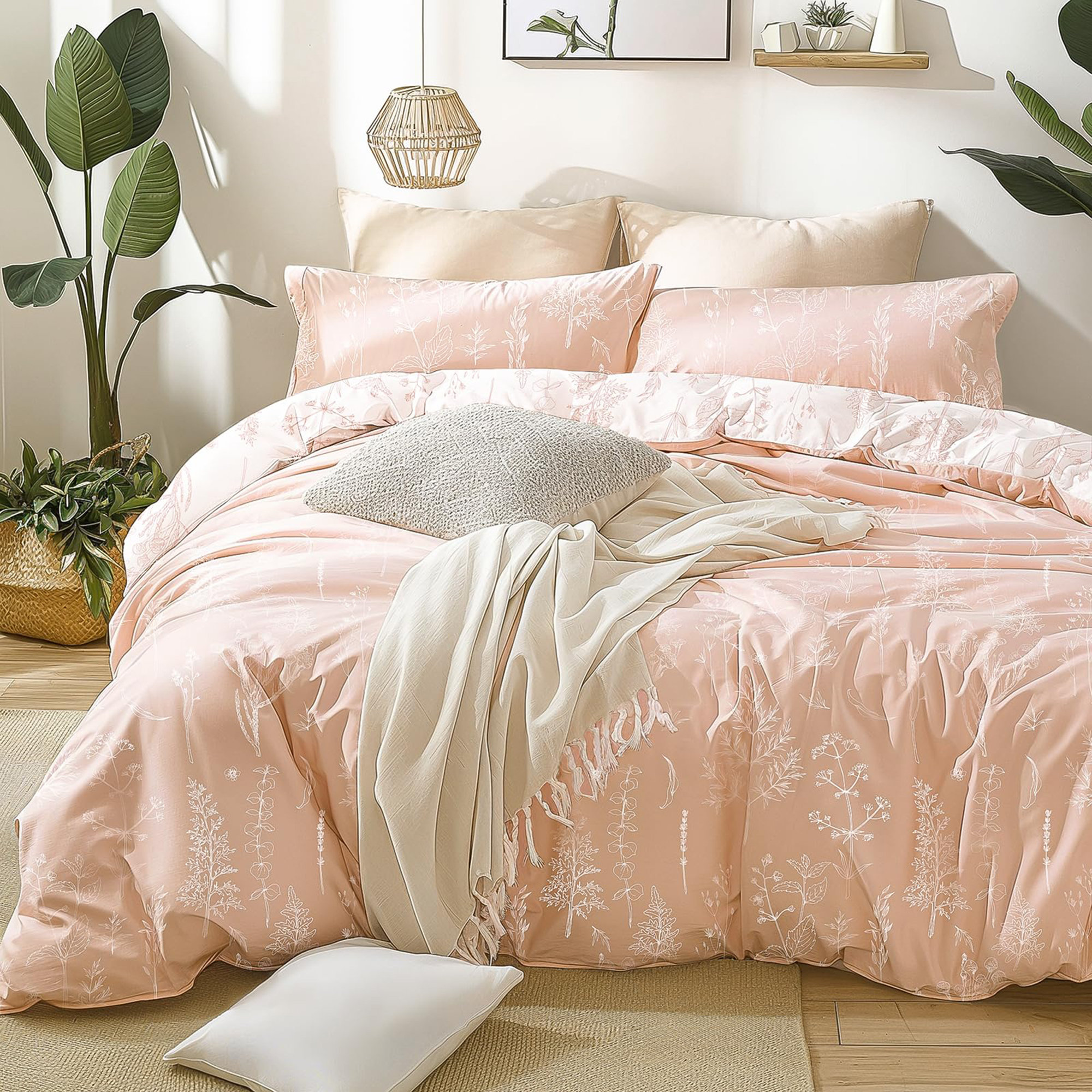 KIBNOF Dusty Rose Pink Full Size Comforter Set - Full Comforter Set, 3 ...