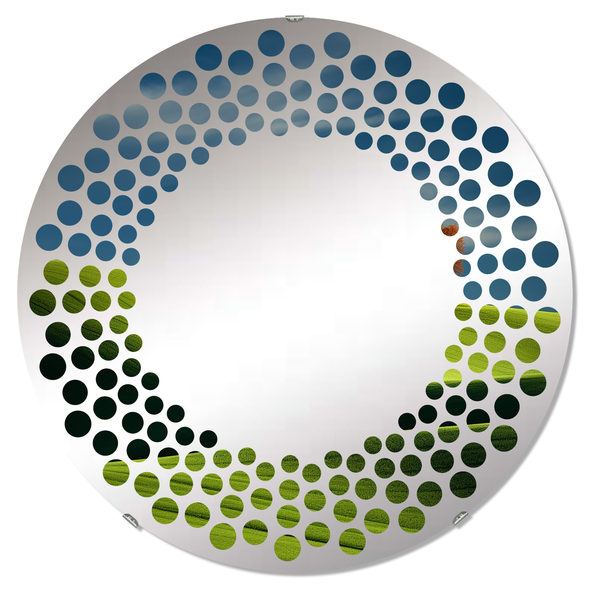 East Urban Home Green Monochrome Meadow Photo I - Polka Dot Wall Mirror ...