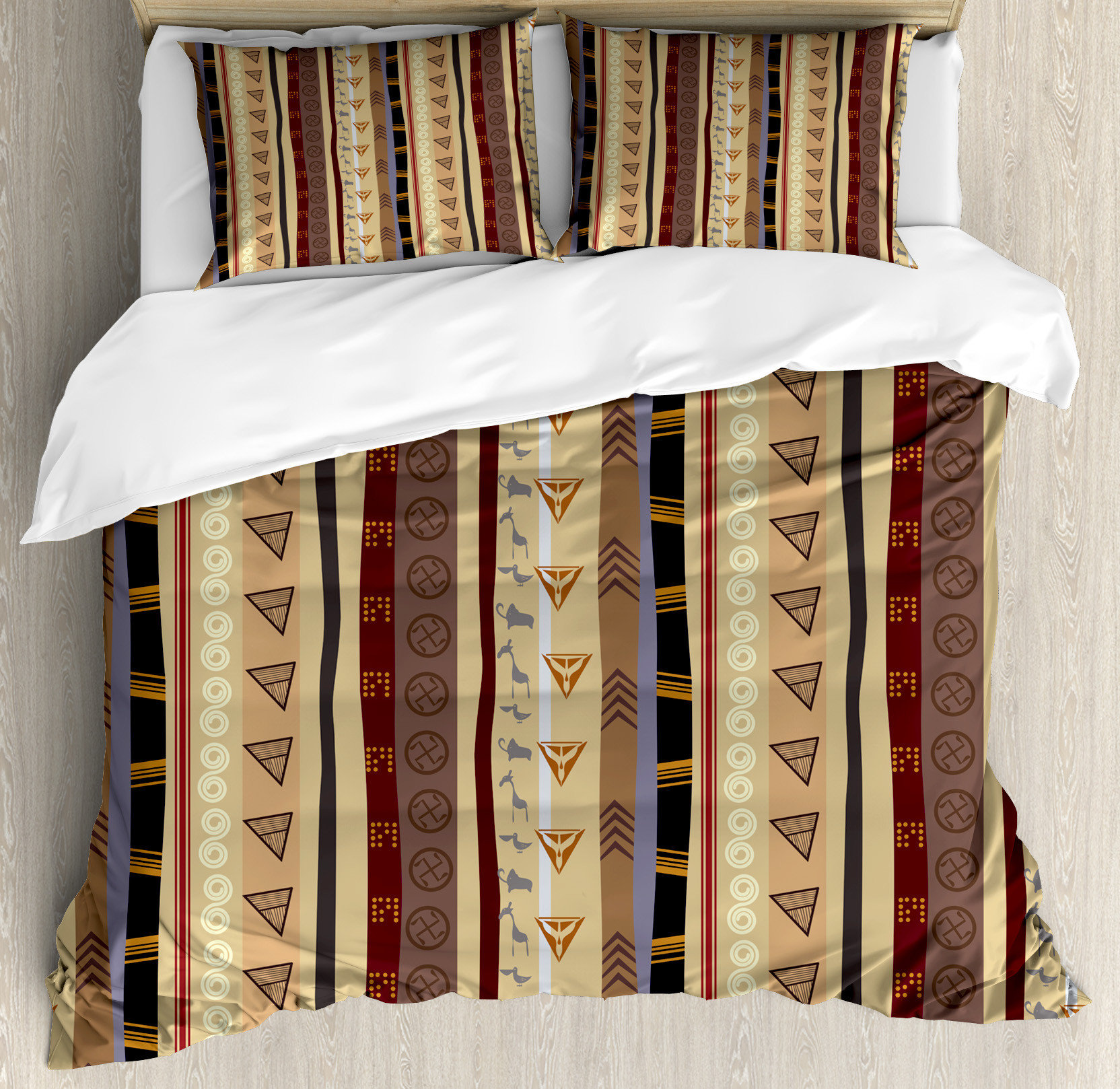 Ambesonne Tribal Duvet Cover Set, Striped Ornament, Calking, Multicolor ...
