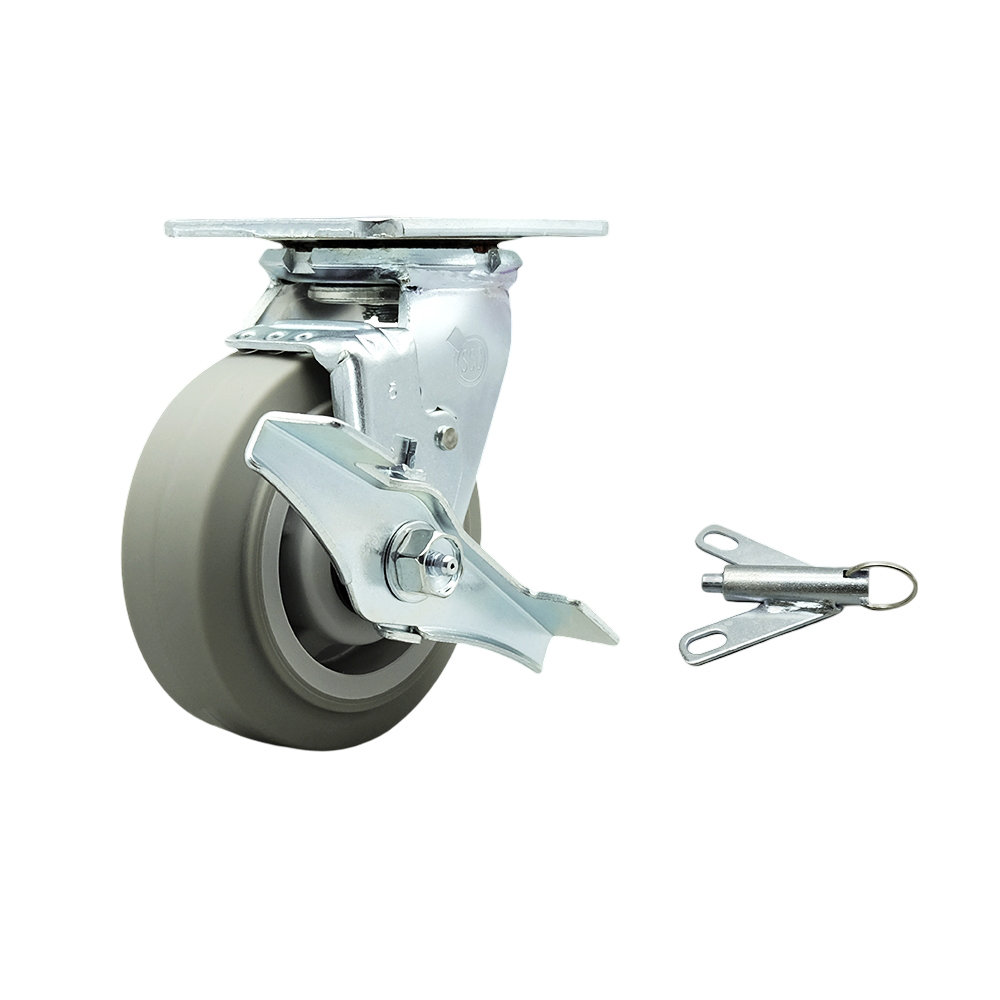 Service Caster Rubber Caster with Ball Bearing and Brake/Swivel Lock ...