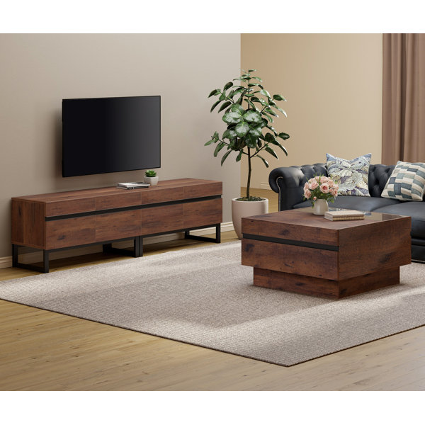 Latitude Run® Modern TV Stand And Coffee Table Set Of 2, Storage ...