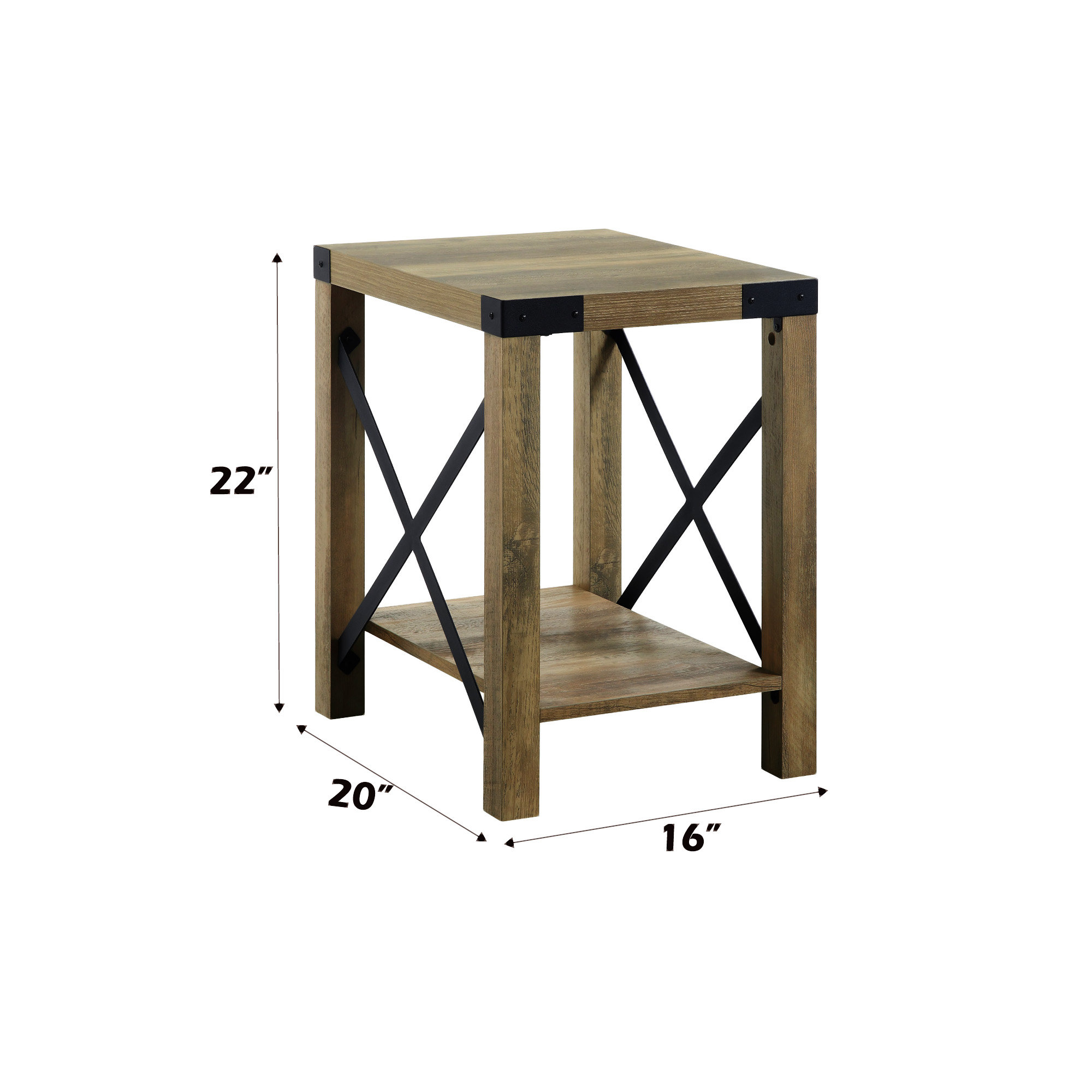 Gracie Oaks Abiram Rustic Oak Finish End Table | Wayfair