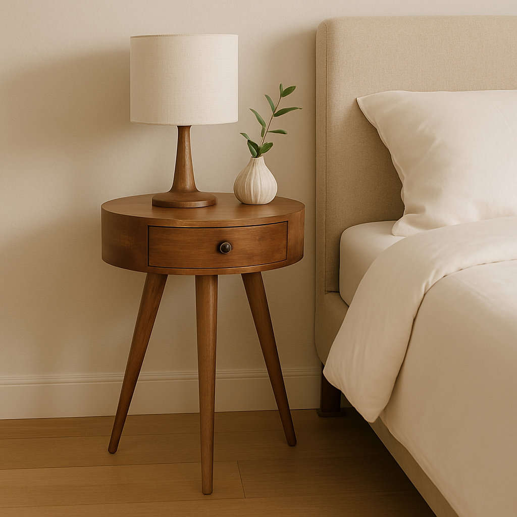 Union Rustic Nordic Oak-Ish Circular Shaped Bedside | Wayfair.ie