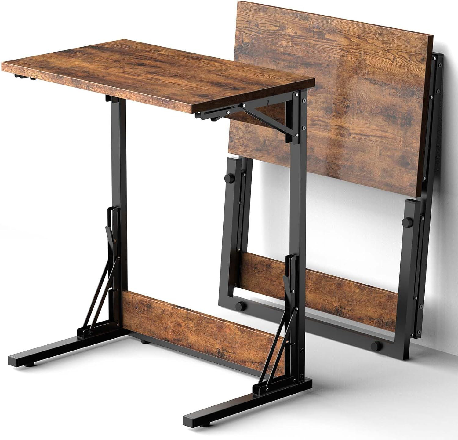 Inbox Zero 24" Folding C Shaped End Table Set Of 2, Small Sofa Side ...