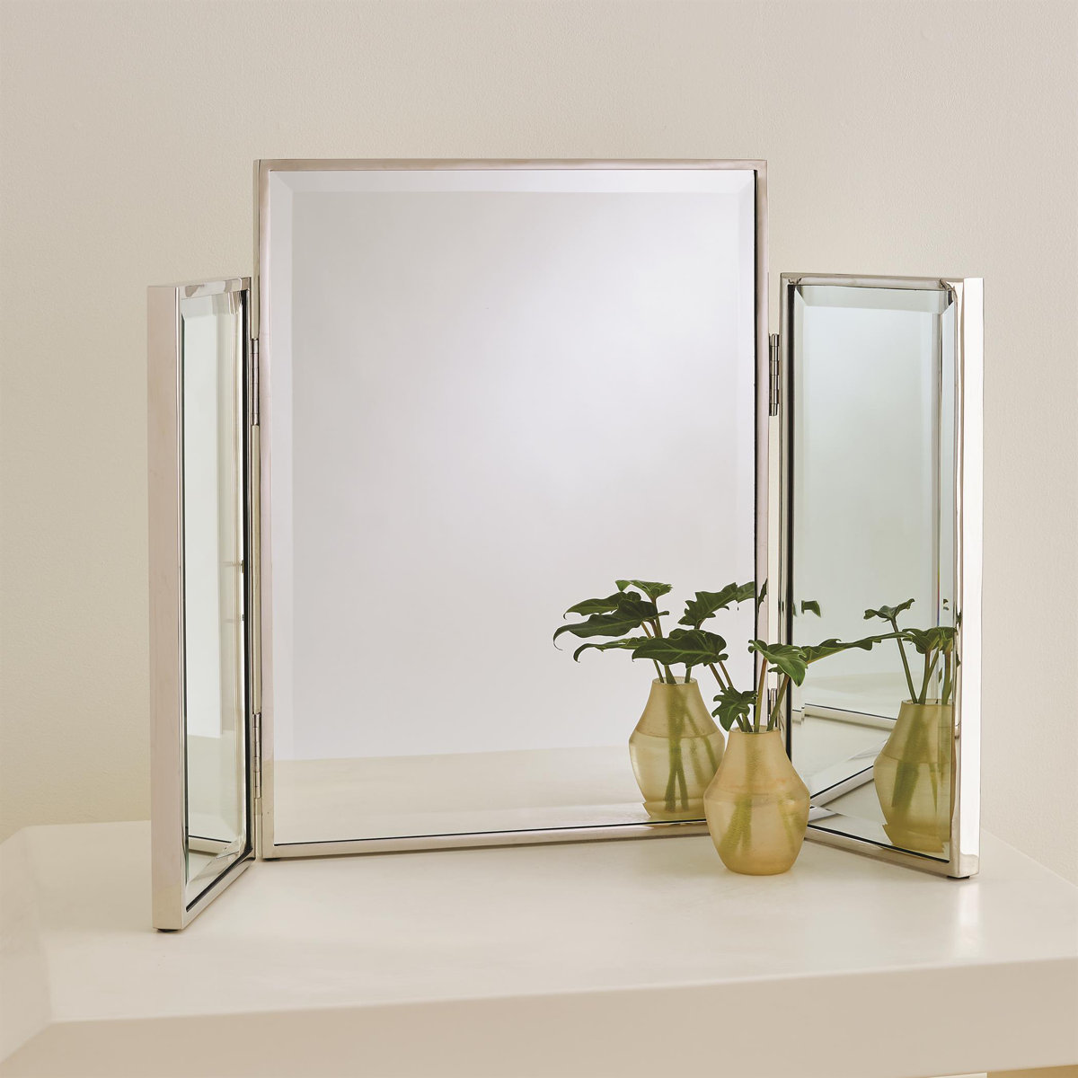 Global Views Tri-Fold Vanity Mirror-Nickel | Perigold