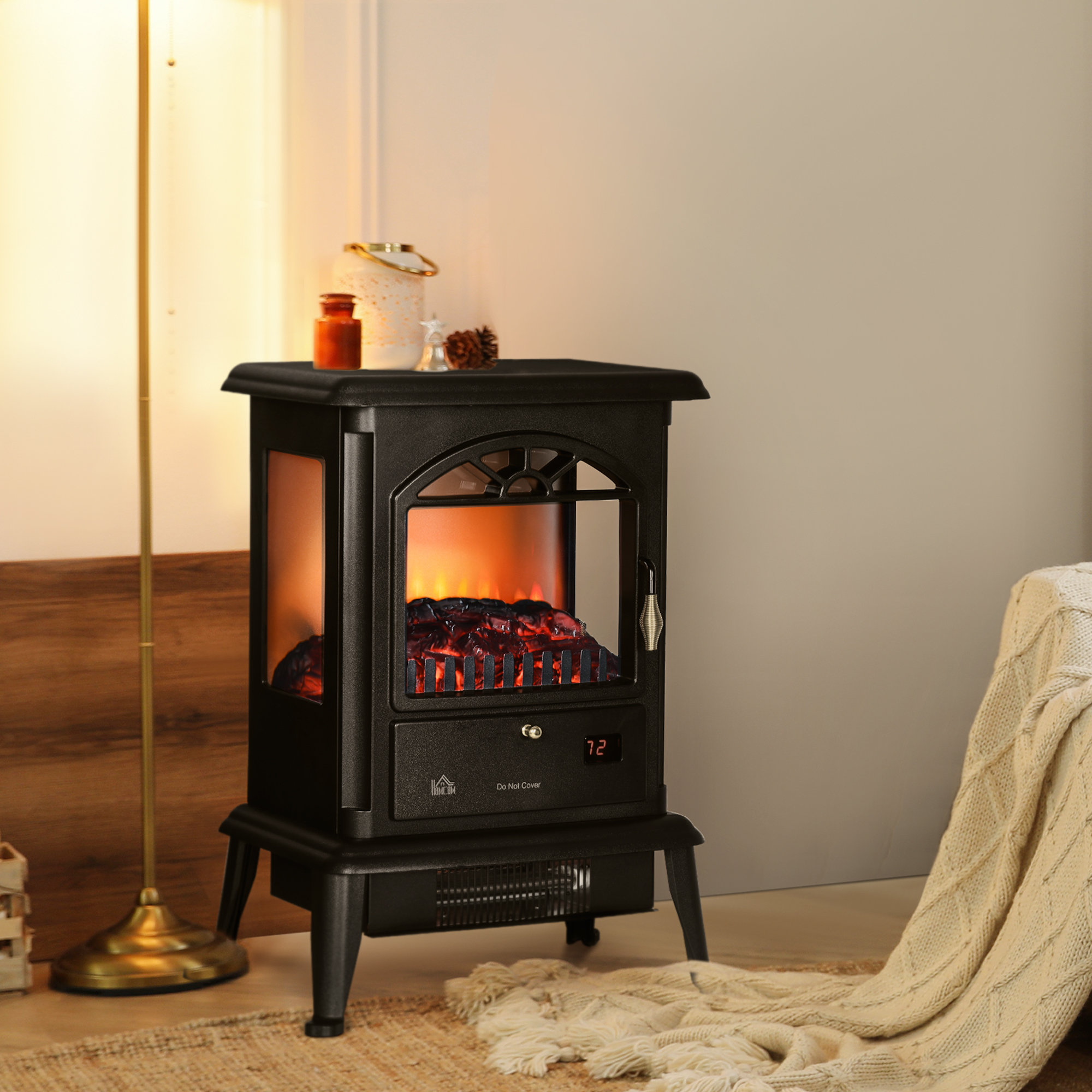 HomCom Electric Fireplace Heater Electric Stove Corner Electric ...